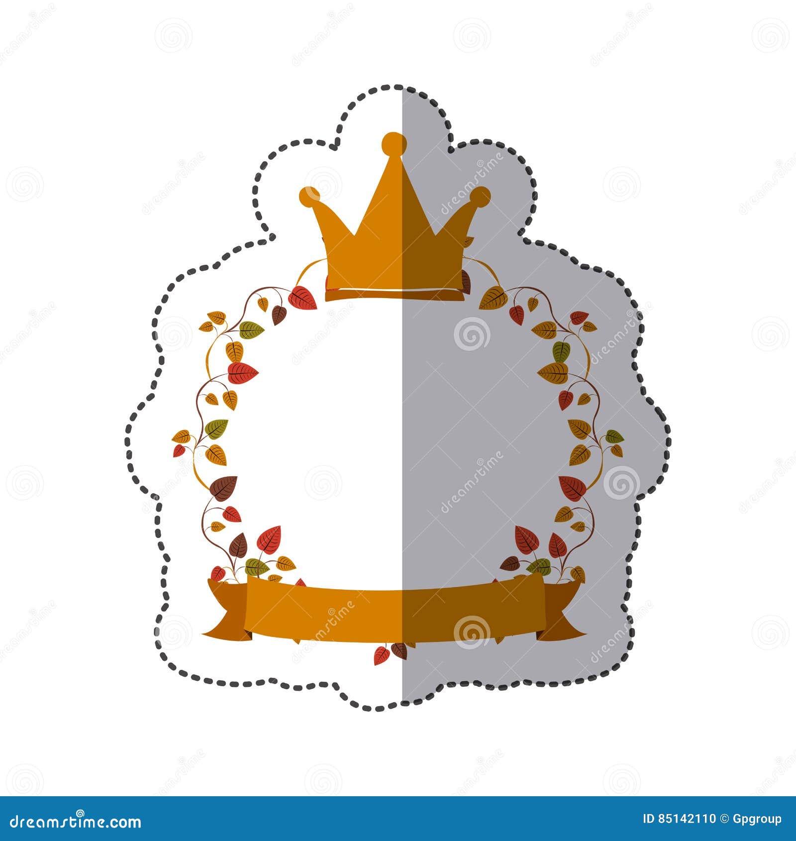 Sticker Border of Creepers with Crown and Label Stock Illustration ...