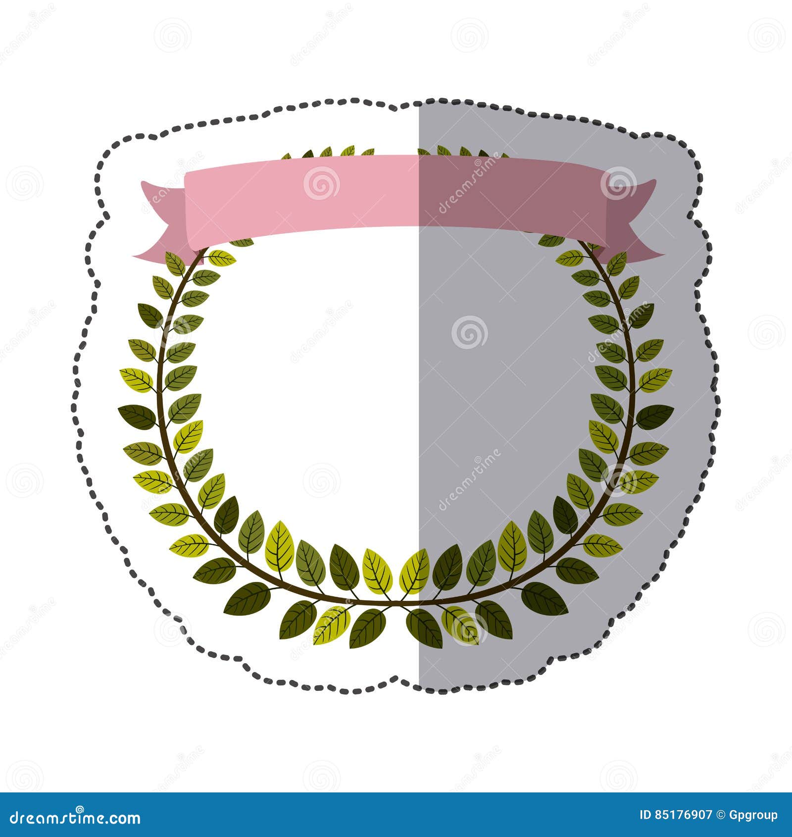 Sticker Border of Leaves with Pink Label Stock Illustration ...