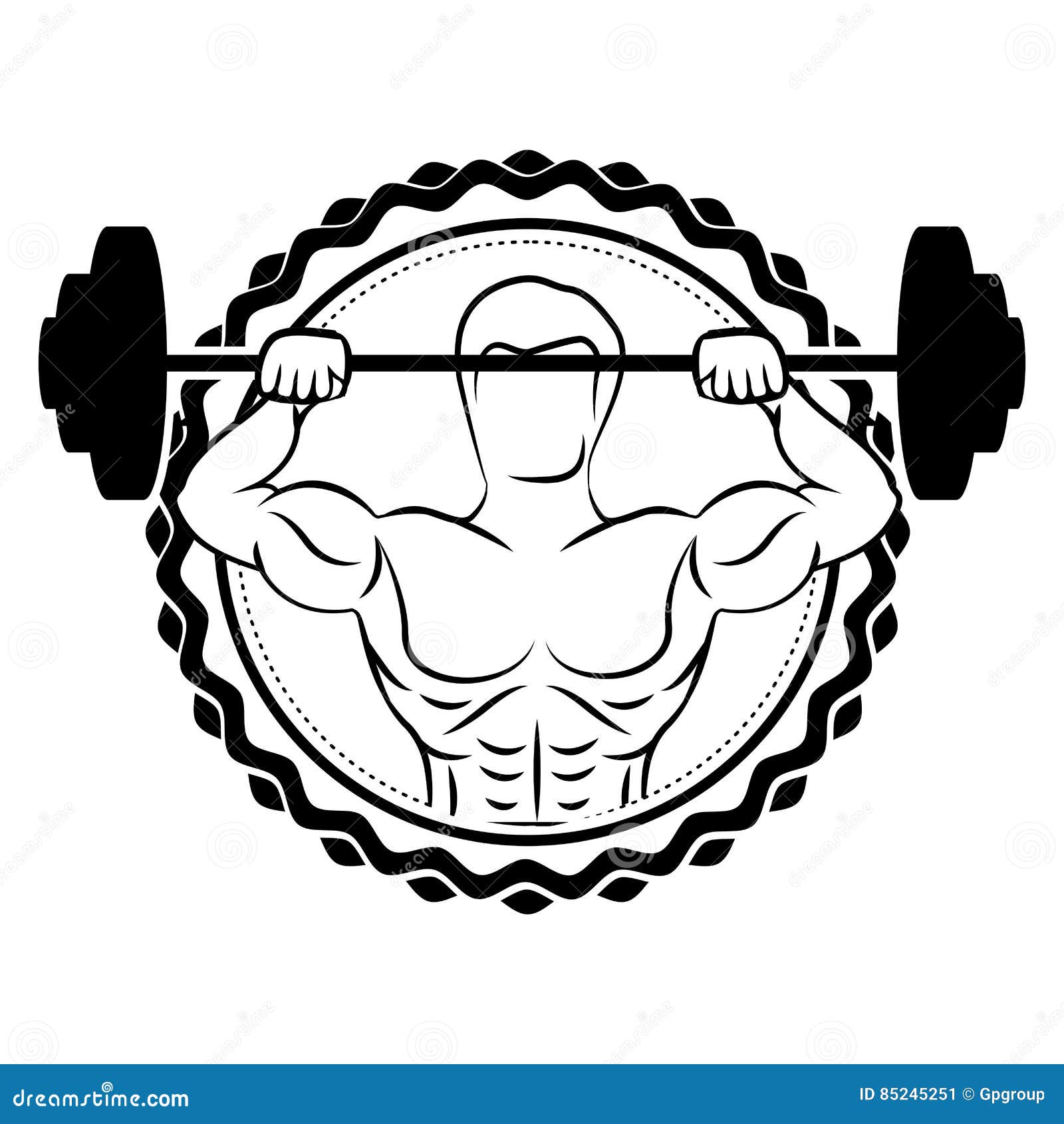 Sticker Border With Silhouette Muscle Man Lifting A Disc Weights ...