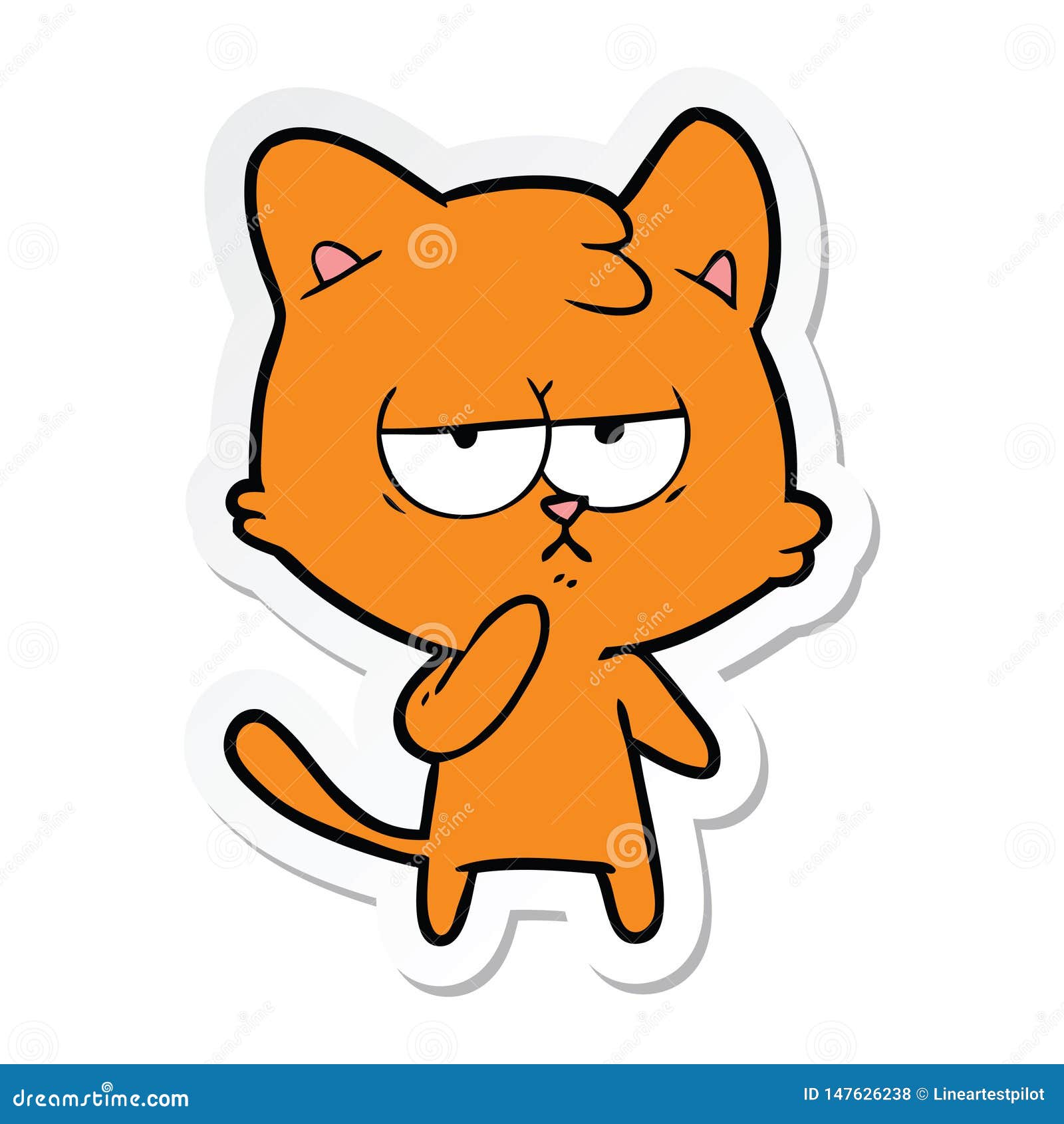 Sticker of a Bored Cartoon Cat Stock Vector - Illustration of stick ...