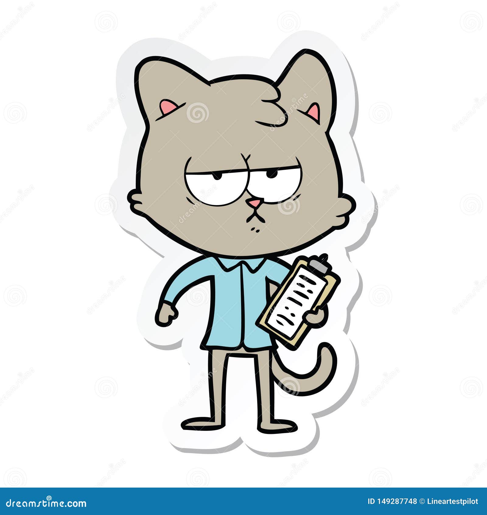 Sticker of a Bored Cartoon Cat Taking Survey Stock Vector ...