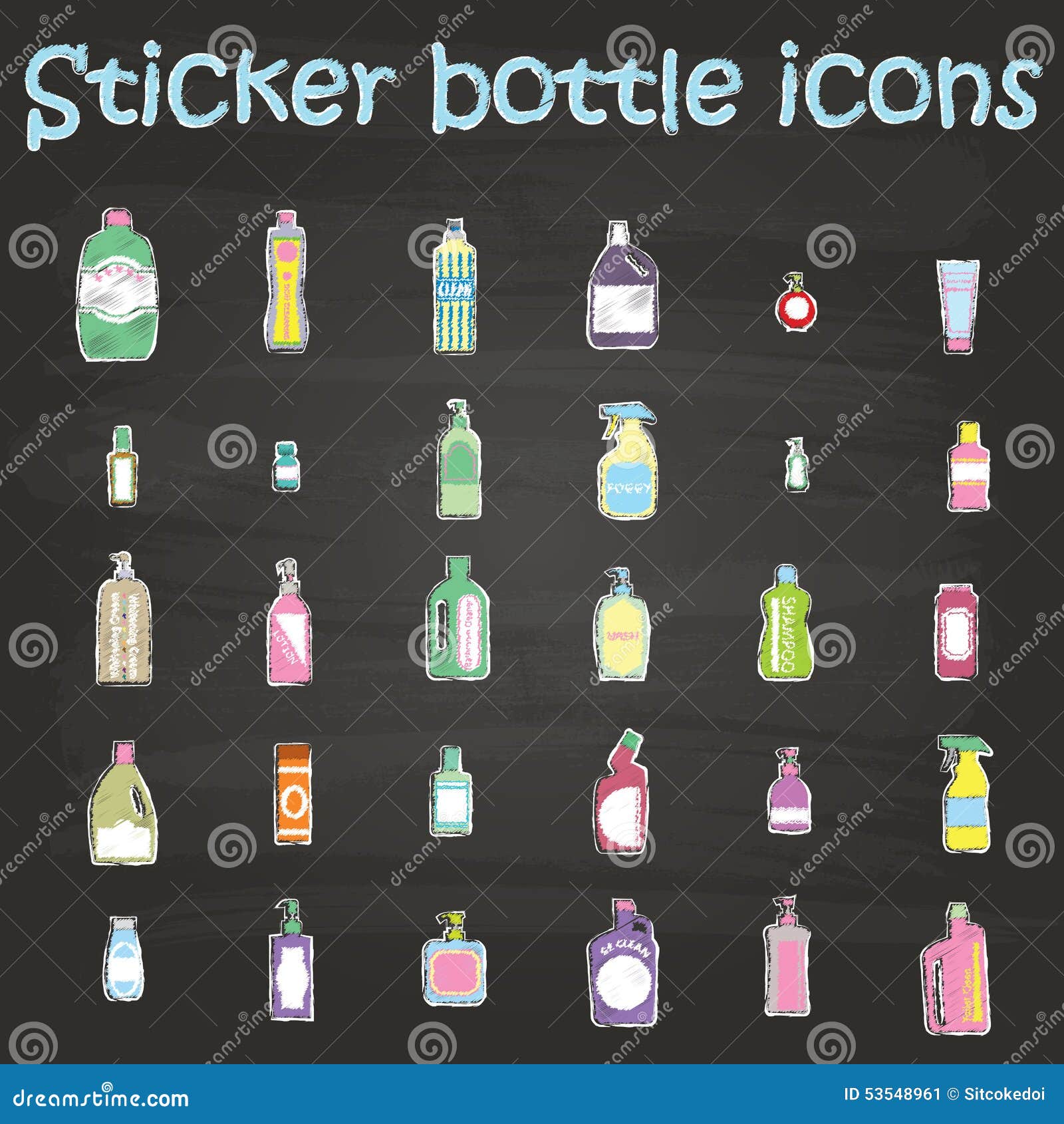 Sticker bottle icons stock vector. Illustration of blank - 53548961