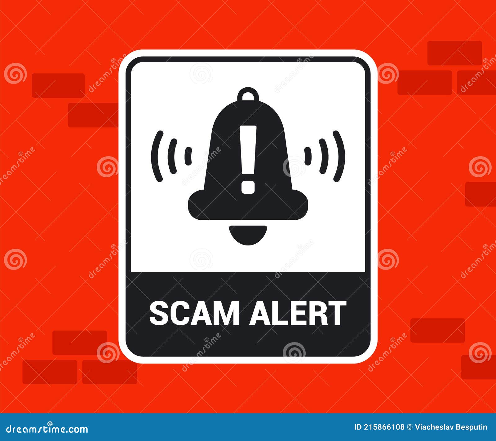 Sticker on a Brick Wall Fraud Warning. Stock Vector - Illustration of ...