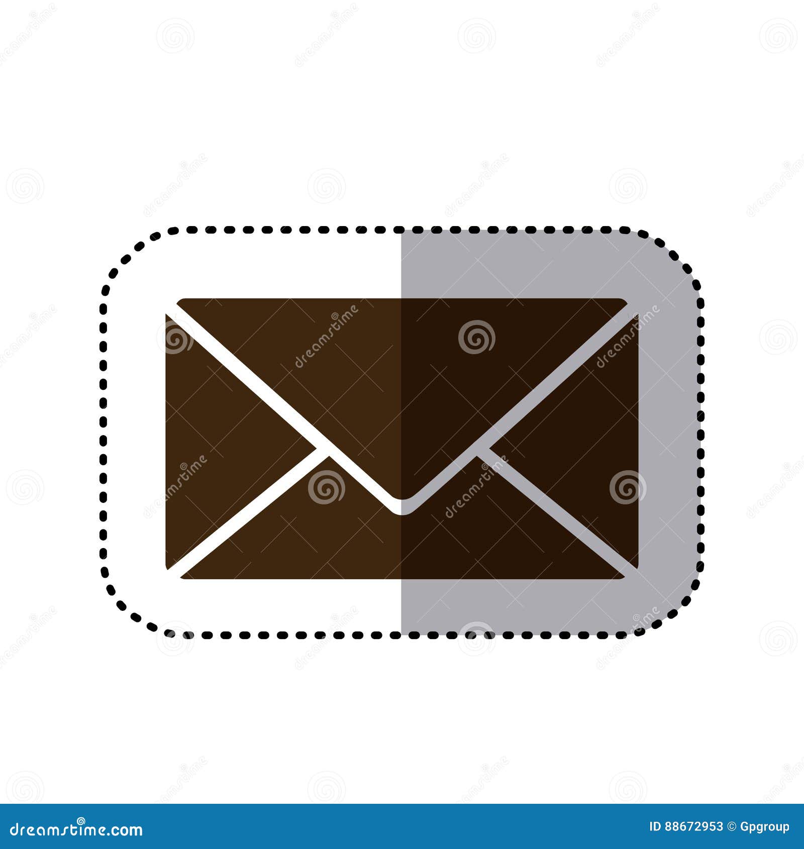 Sticker Brown Silhouette Envelope Closed Icon Flat Stock Illustration ...