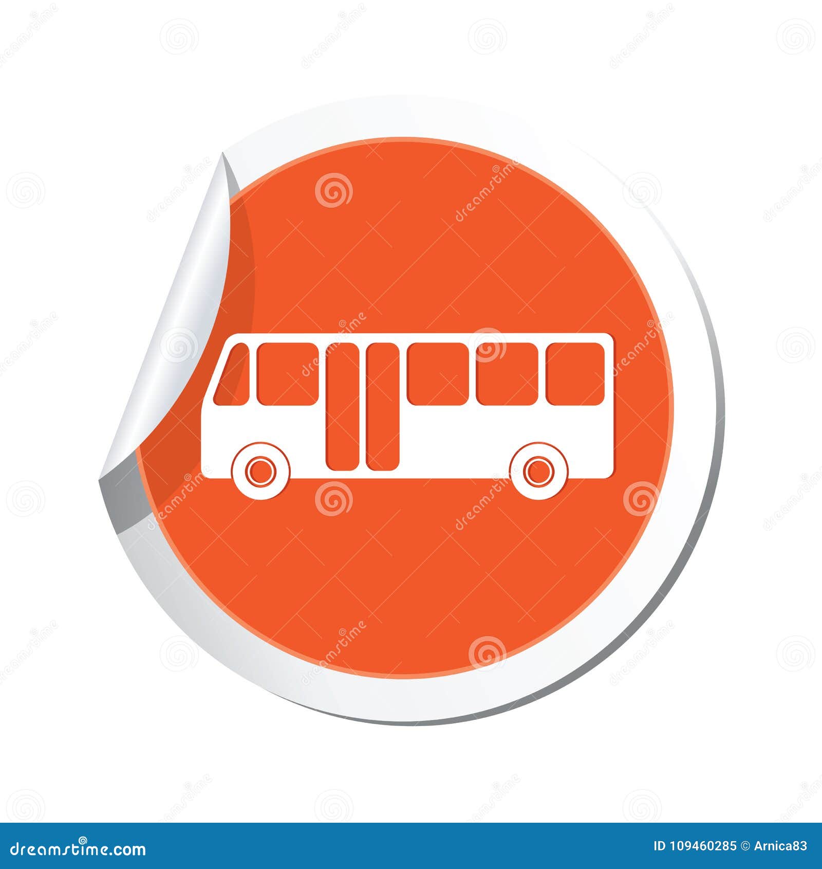 Sticker with bus icon stock vector. Illustration of position - 109460285