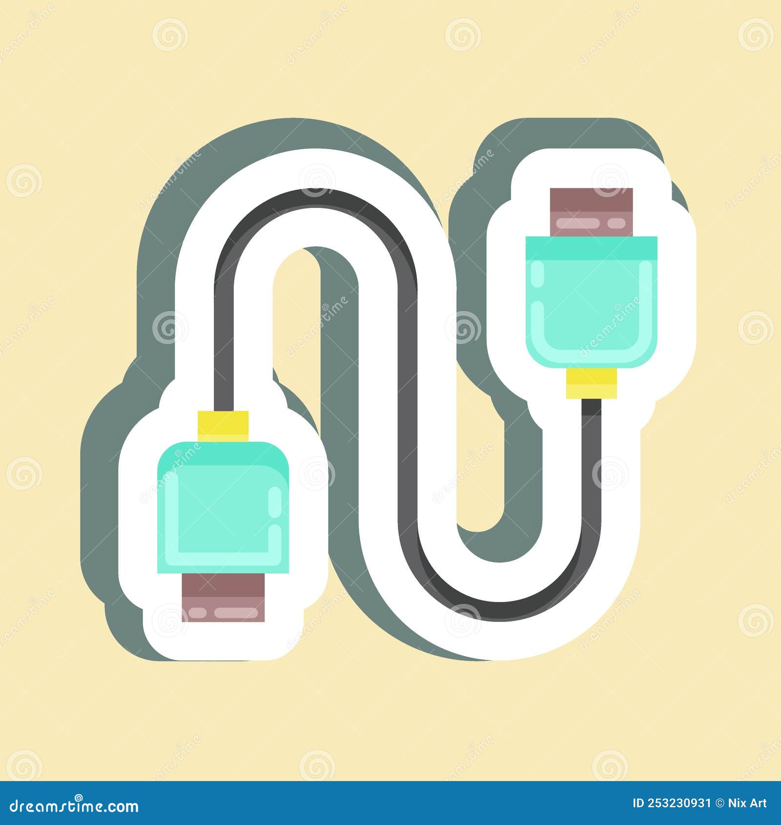 Sticker Cable. Suitable for Computer Components Symbol. Simple Design ...