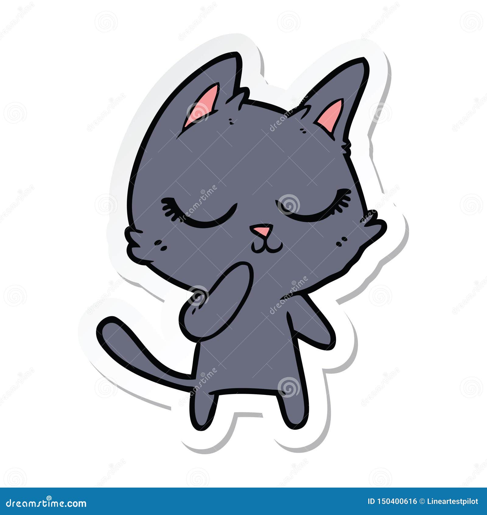 Sticker of a Calm Cartoon Cat Considering Stock Vector - Illustration ...