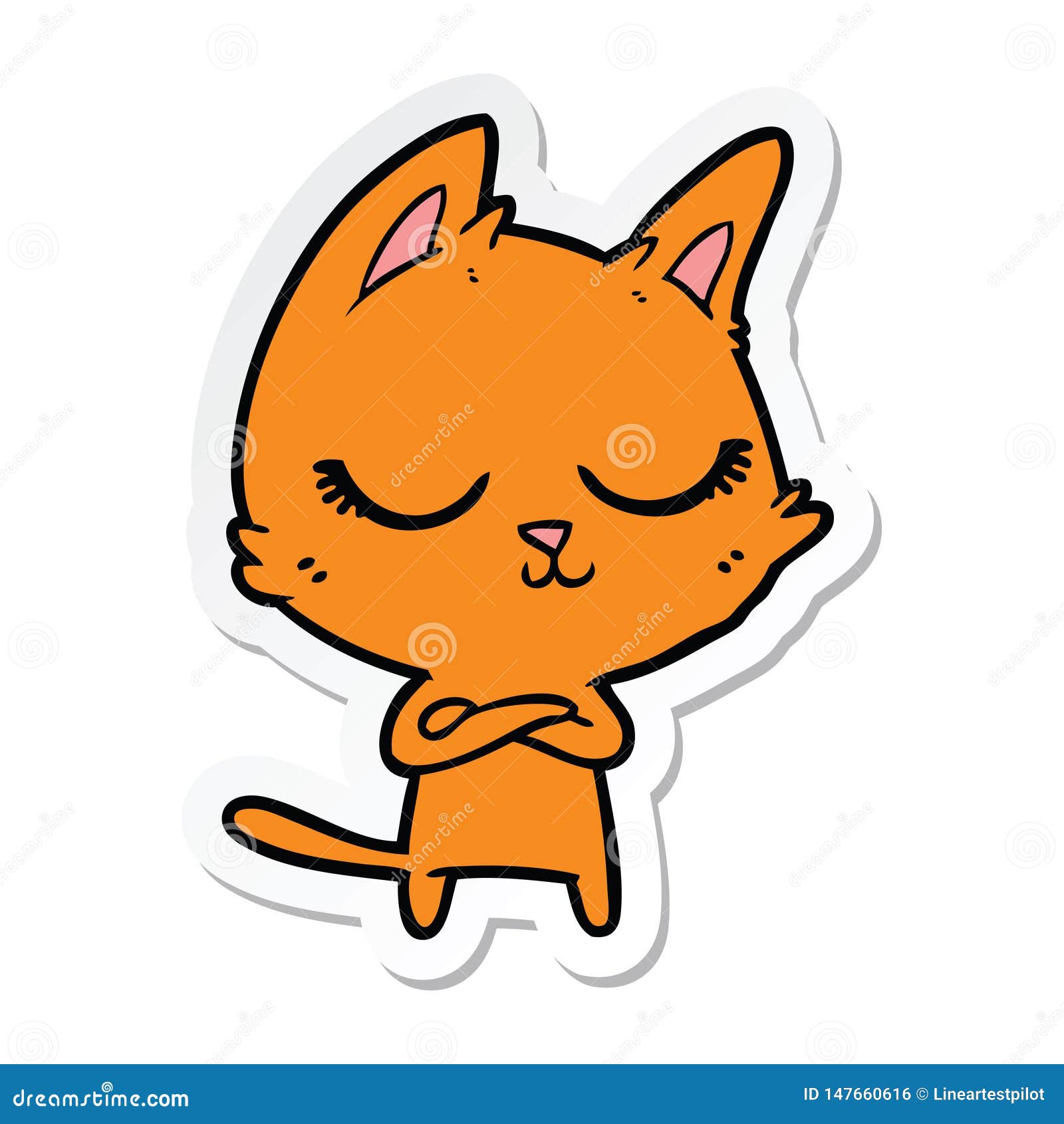 Sticker of a Calm Cartoon Cat Stock Vector - Illustration of animals ...