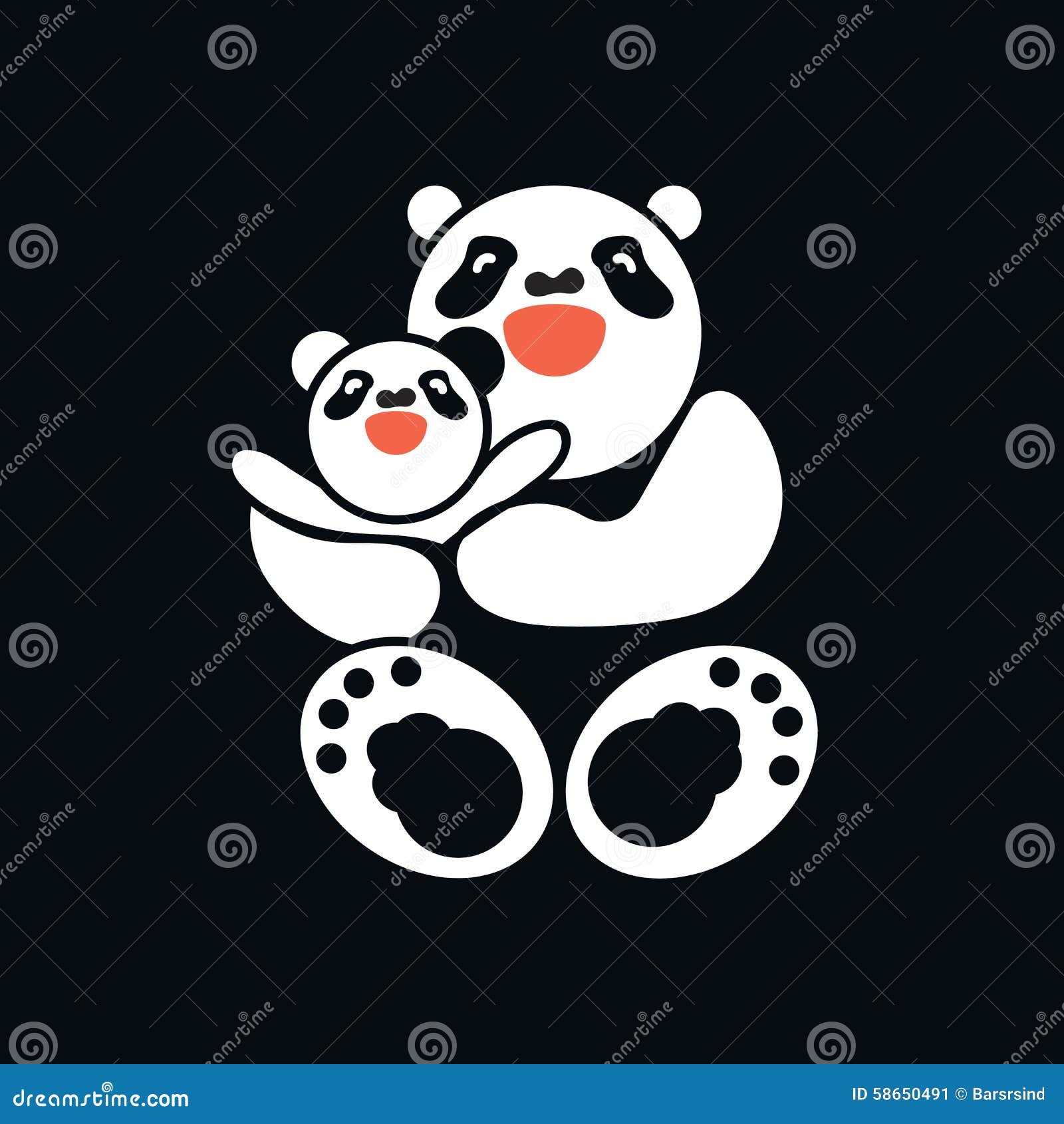 Father Panda And Baby Panda Isolated Coloring Page Cartoon Vector ...