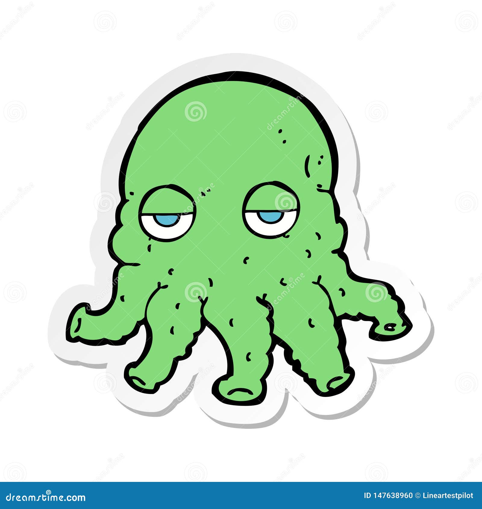 Sticker of a Cartoon Alien Squid Face Stock Vector - Illustration of ...