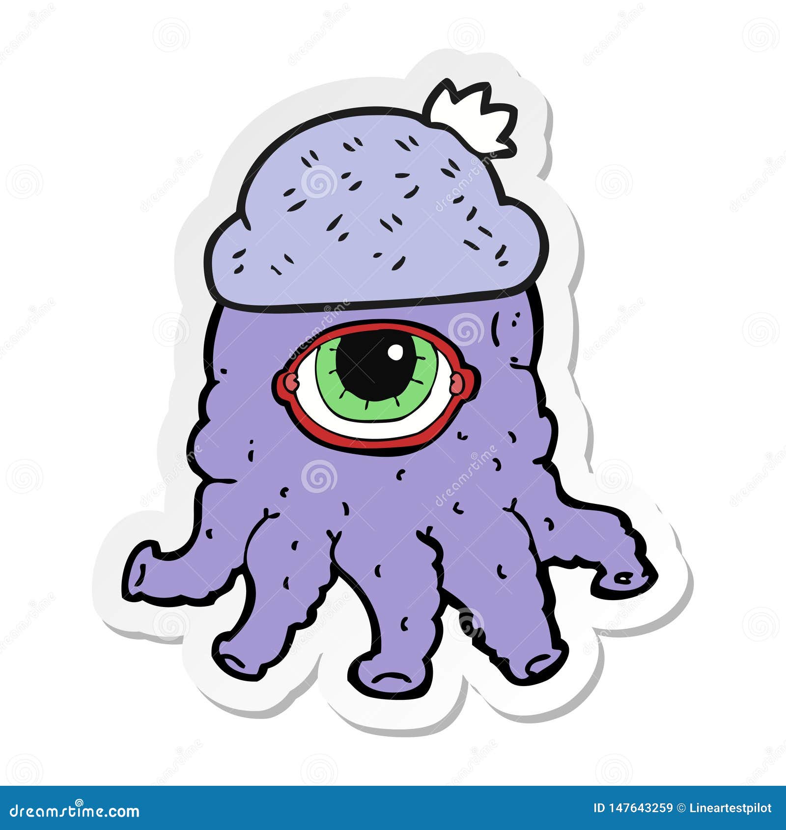 Sticker of a Cartoon Alien Wearing Hat Stock Vector - Illustration of ...
