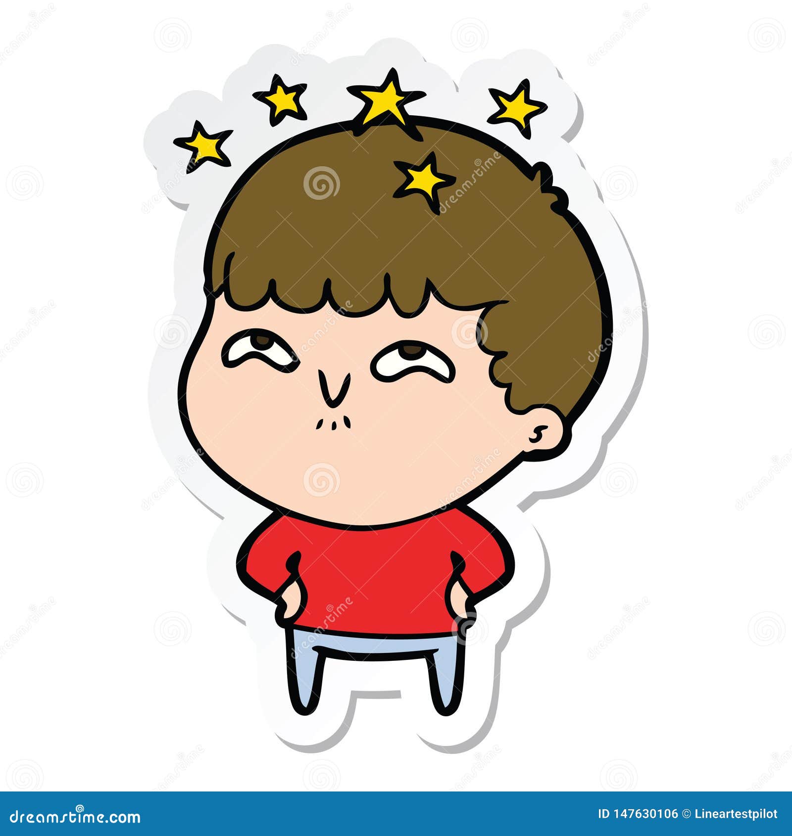 Sticker of a Cartoon Amazed Boy Stock Vector - Illustration of cartoon ...