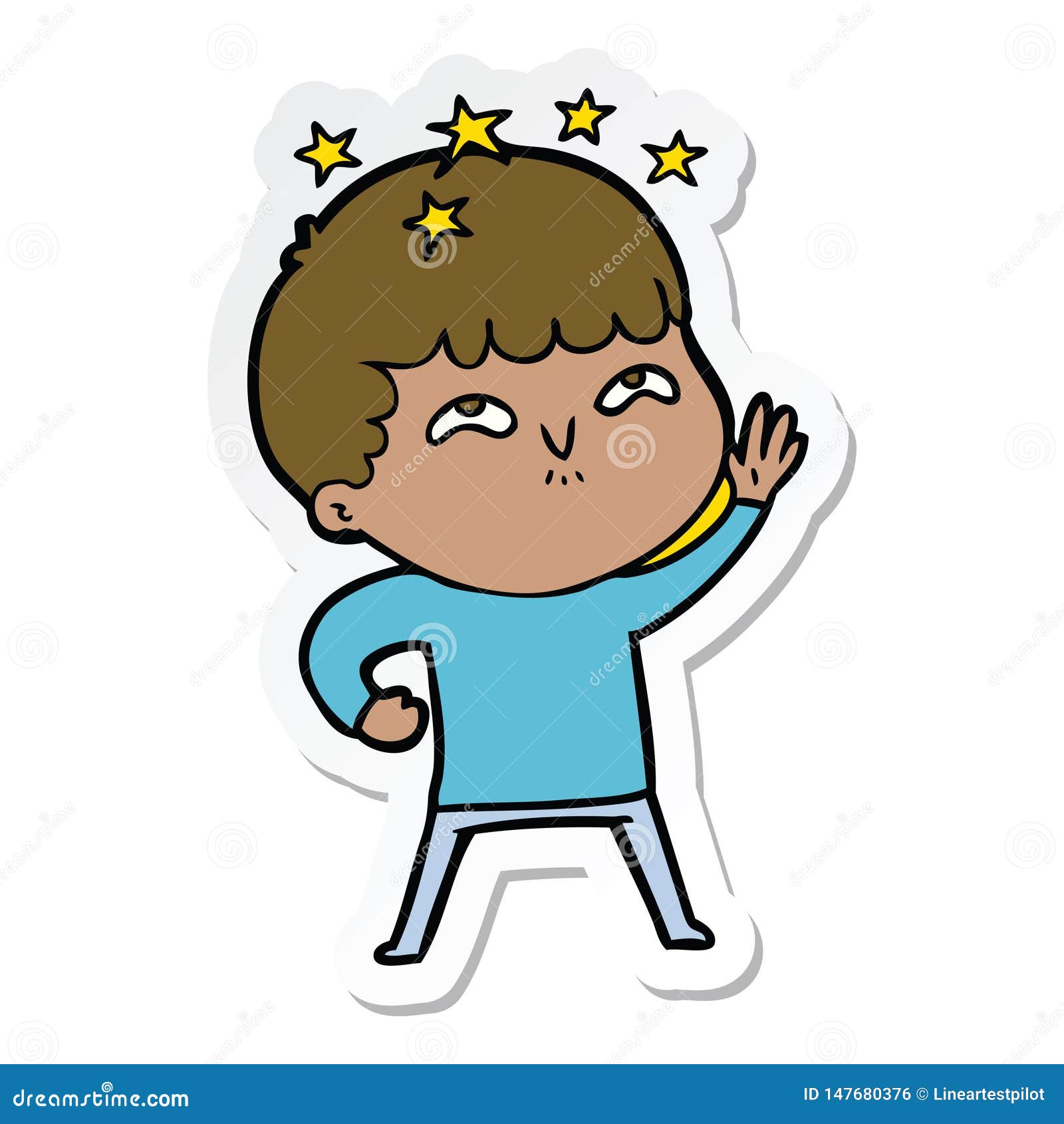 Sticker of a Cartoon Amazed Boy Stock Vector - Illustration of surprise ...