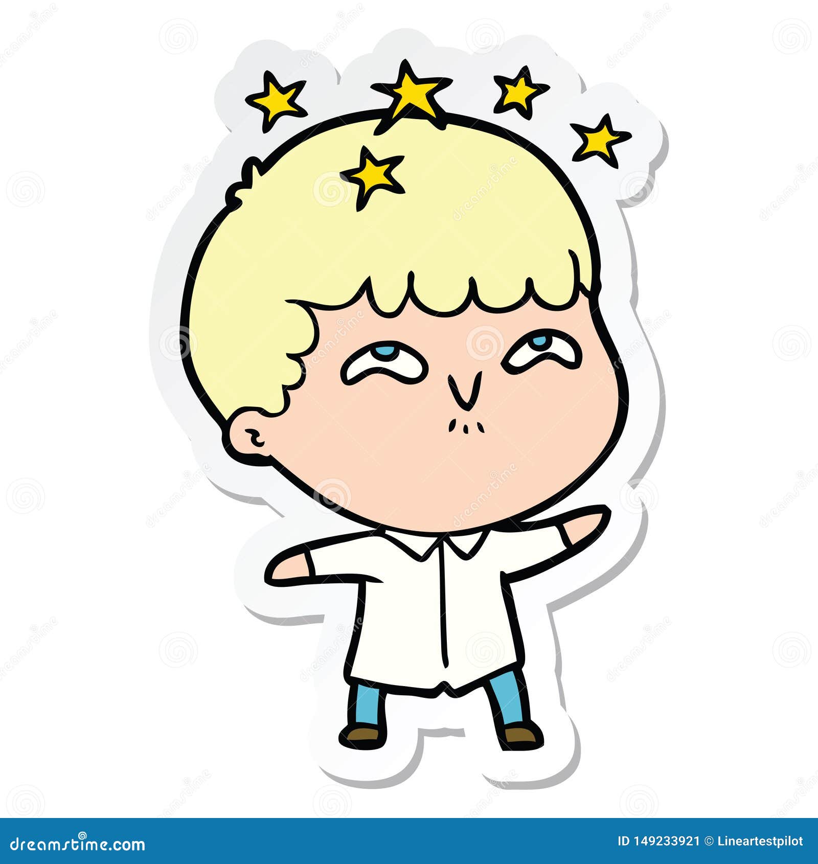 Sticker of a Cartoon Amazed Boy Stock Vector - Illustration of icon ...