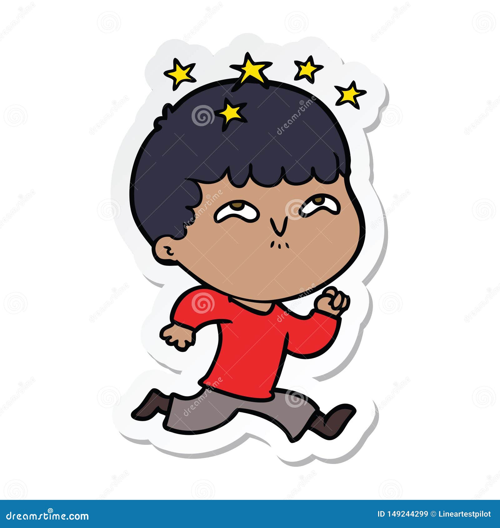 Sticker of a Cartoon Amazed Boy Stock Vector - Illustration of hand ...