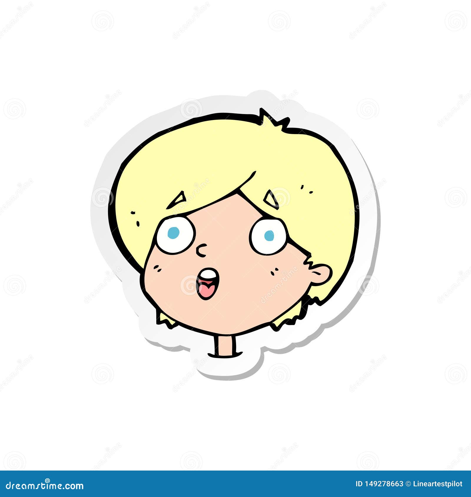 Sticker of a Cartoon Amazed Expression Stock Vector - Illustration of ...