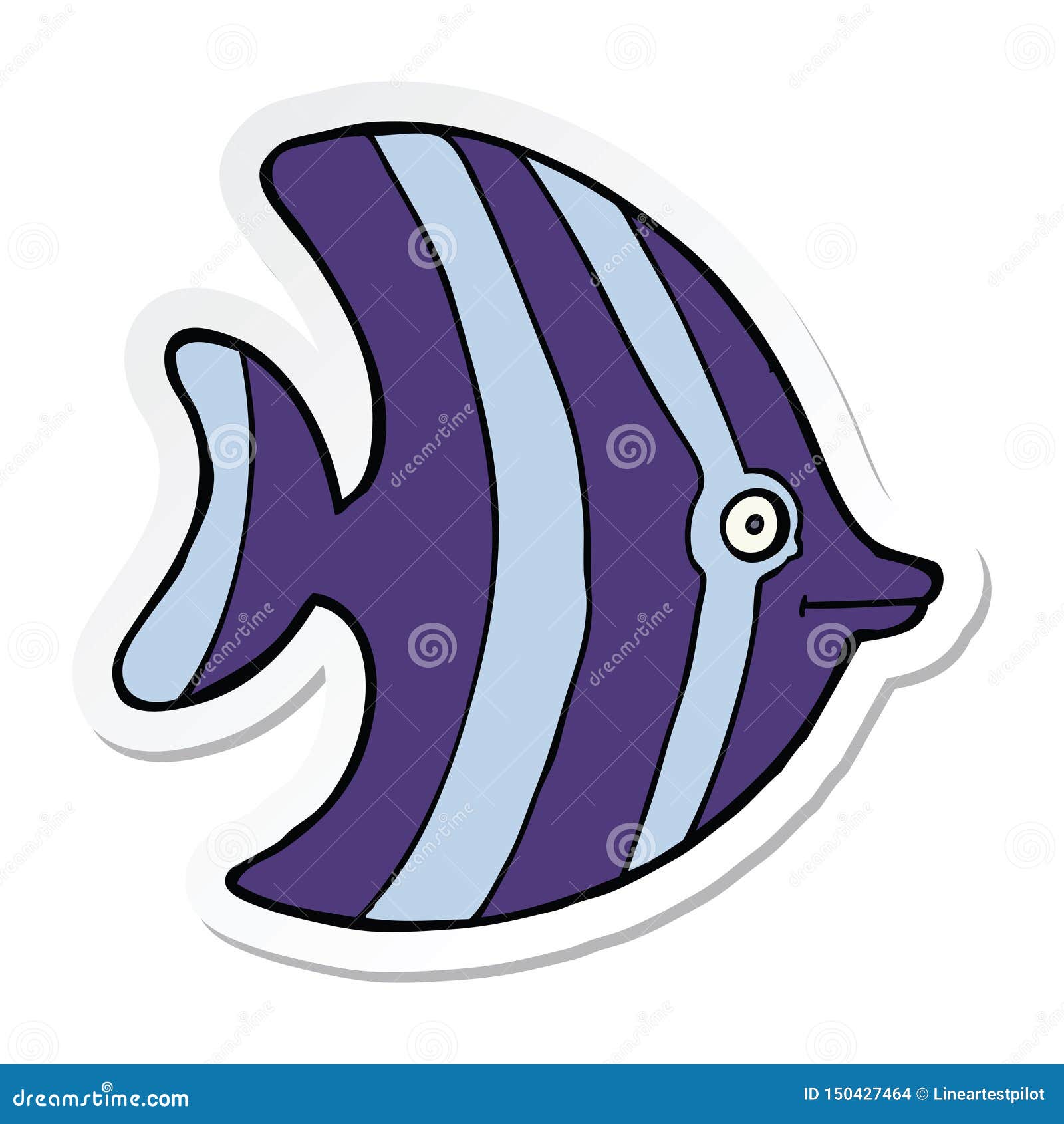 Sticker of a Cartoon Angel Fish Stock Vector - Illustration of sticker ...