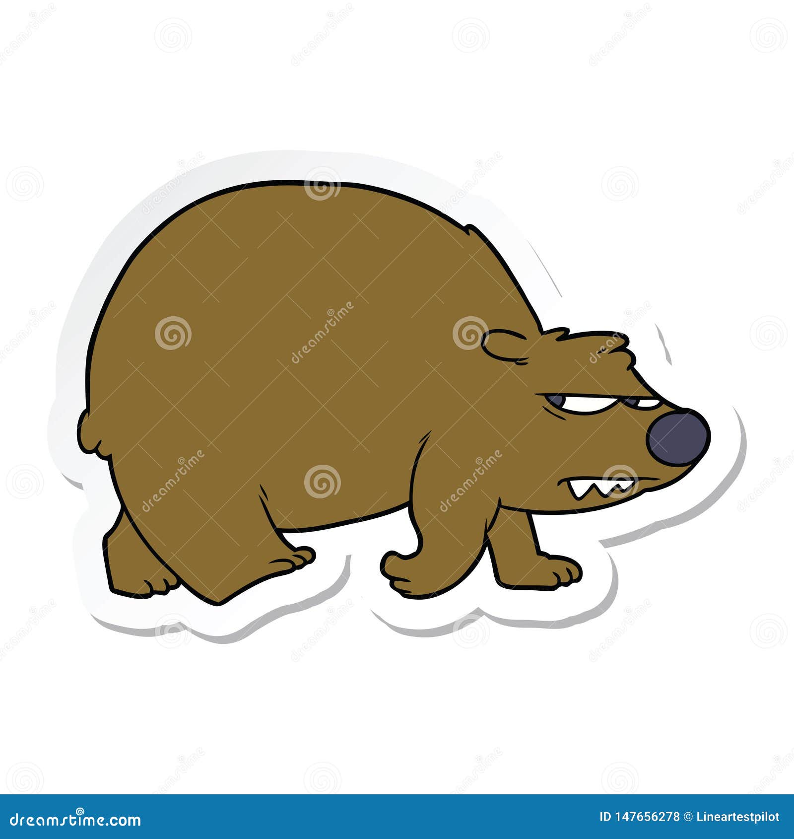 Sticker of a Cartoon Angry Bear Stock Vector - Illustration of angry ...