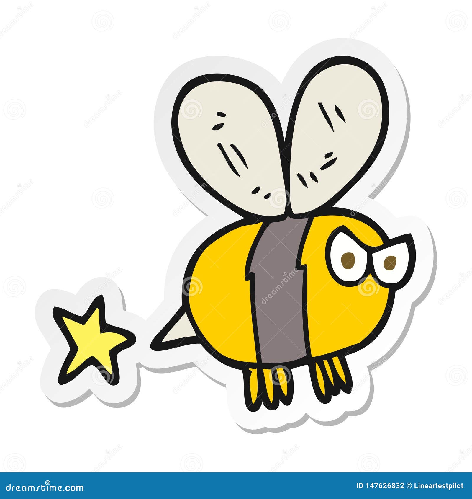 Sticker of a Cartoon Angry Bee Stock Vector - Illustration of retro ...