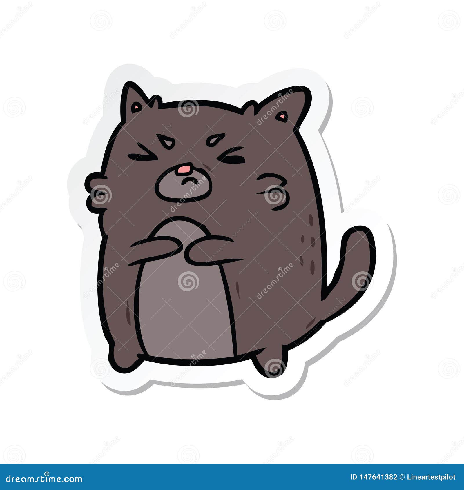 Sticker of a Cartoon Angry Cat Stock Vector - Illustration of icon ...