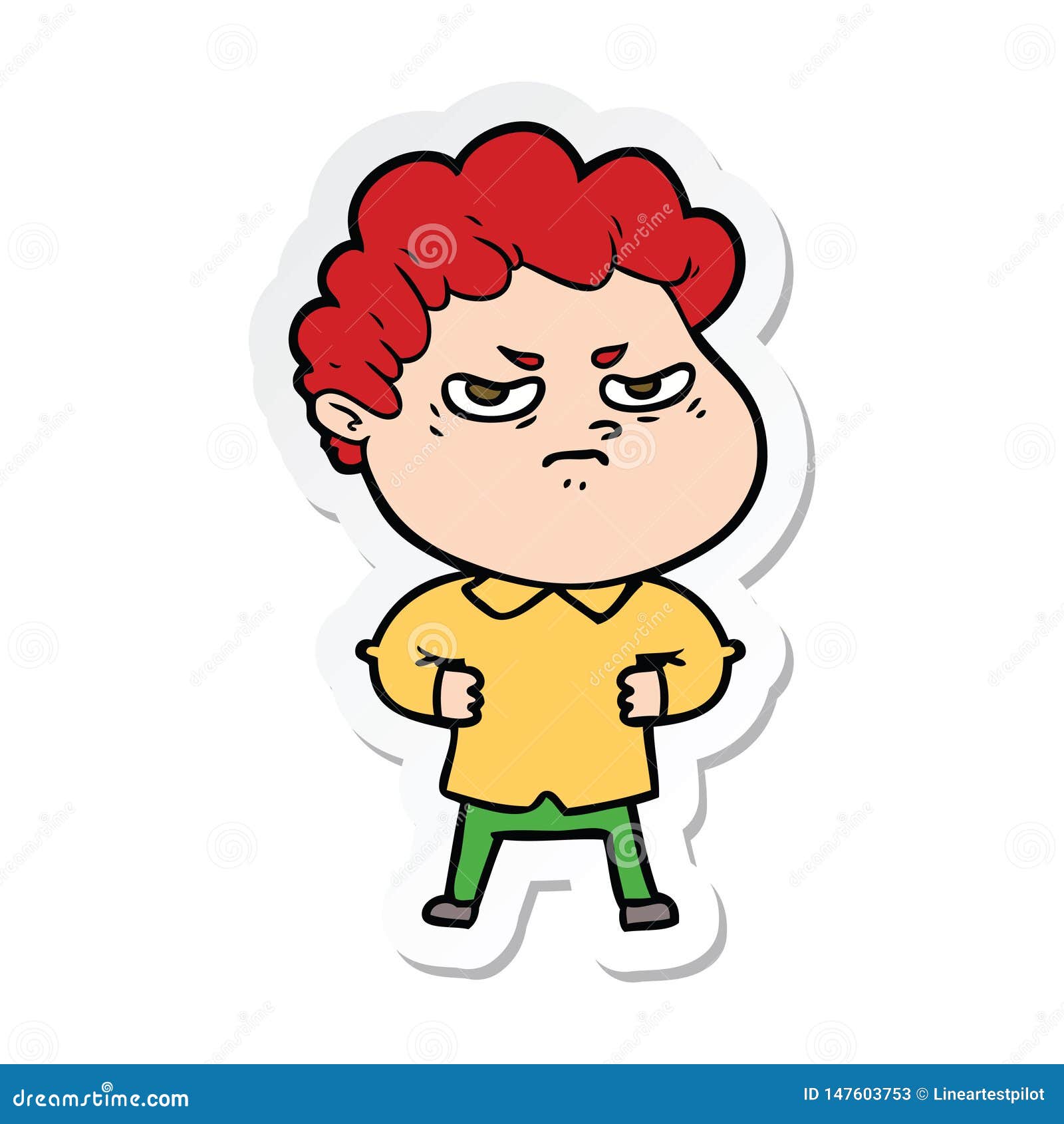 Sticker of a Cartoon Angry Man Stock Vector - Illustration of decal ...
