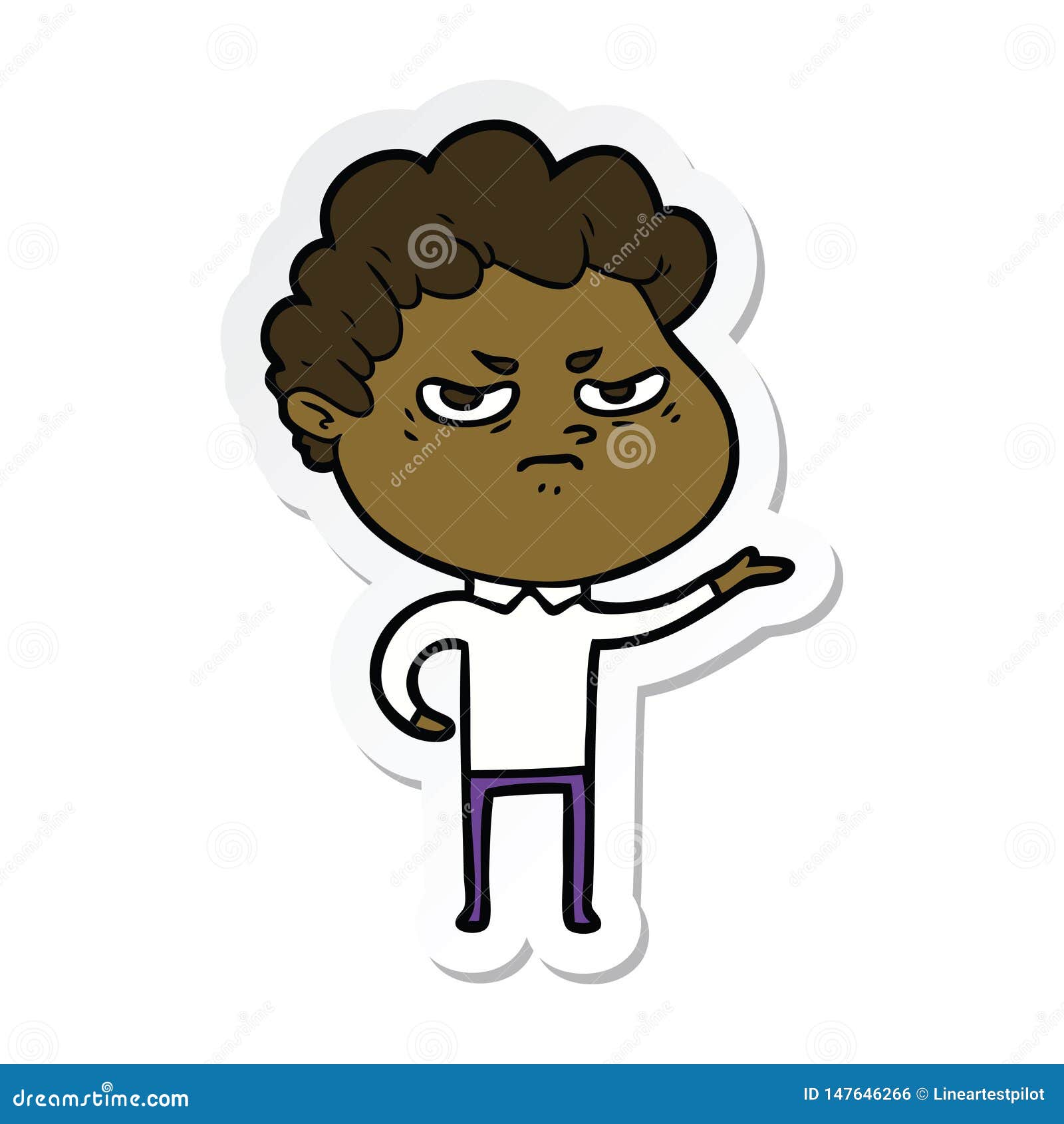 Sticker of a Cartoon Angry Man Stock Vector - Illustration of quirky ...