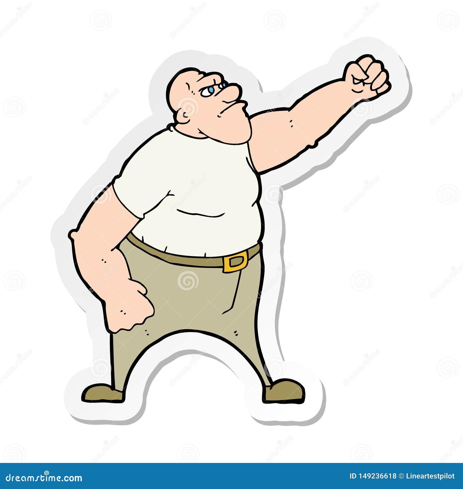 Sticker Angry Man Male Thug Violent Brute Cartoon Character Cute Hand ...