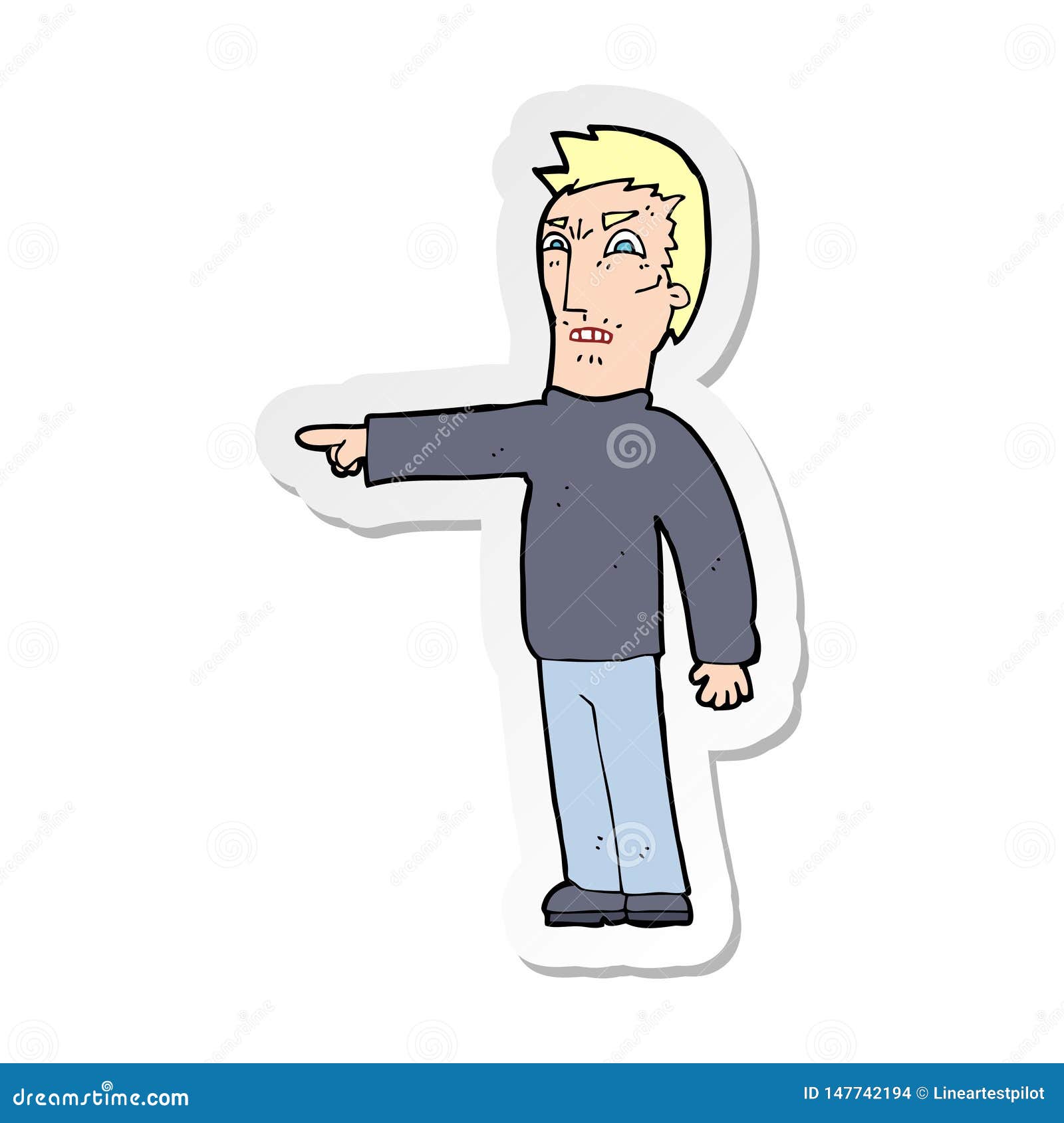 Sticker of a Cartoon Angry Man Pointing Stock Vector - Illustration of ...