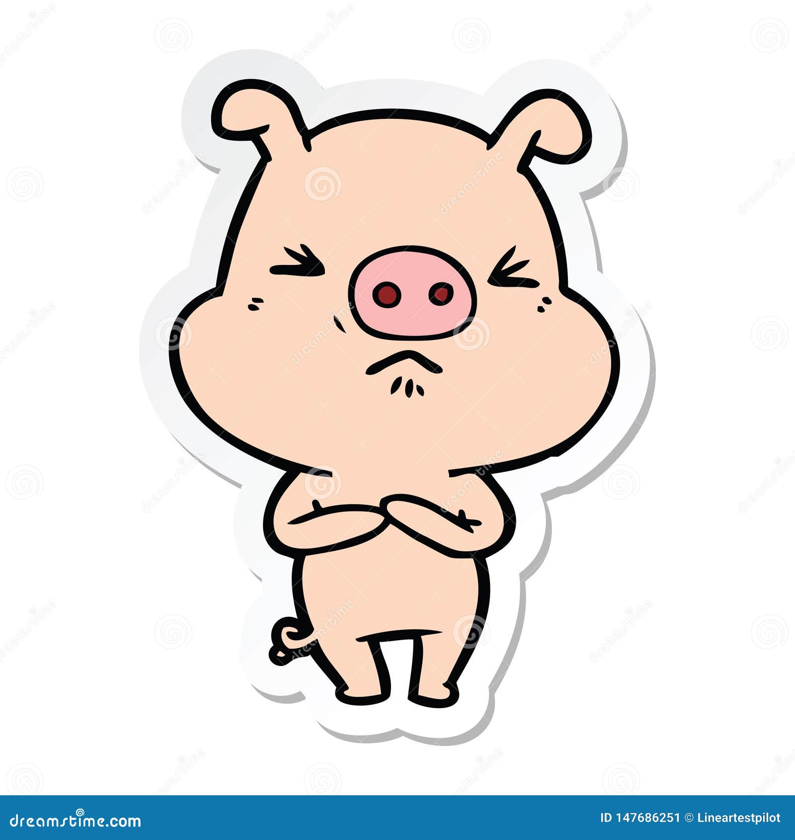 Sticker of a Cartoon Angry Pig Stock Vector - Illustration of annoyed ...