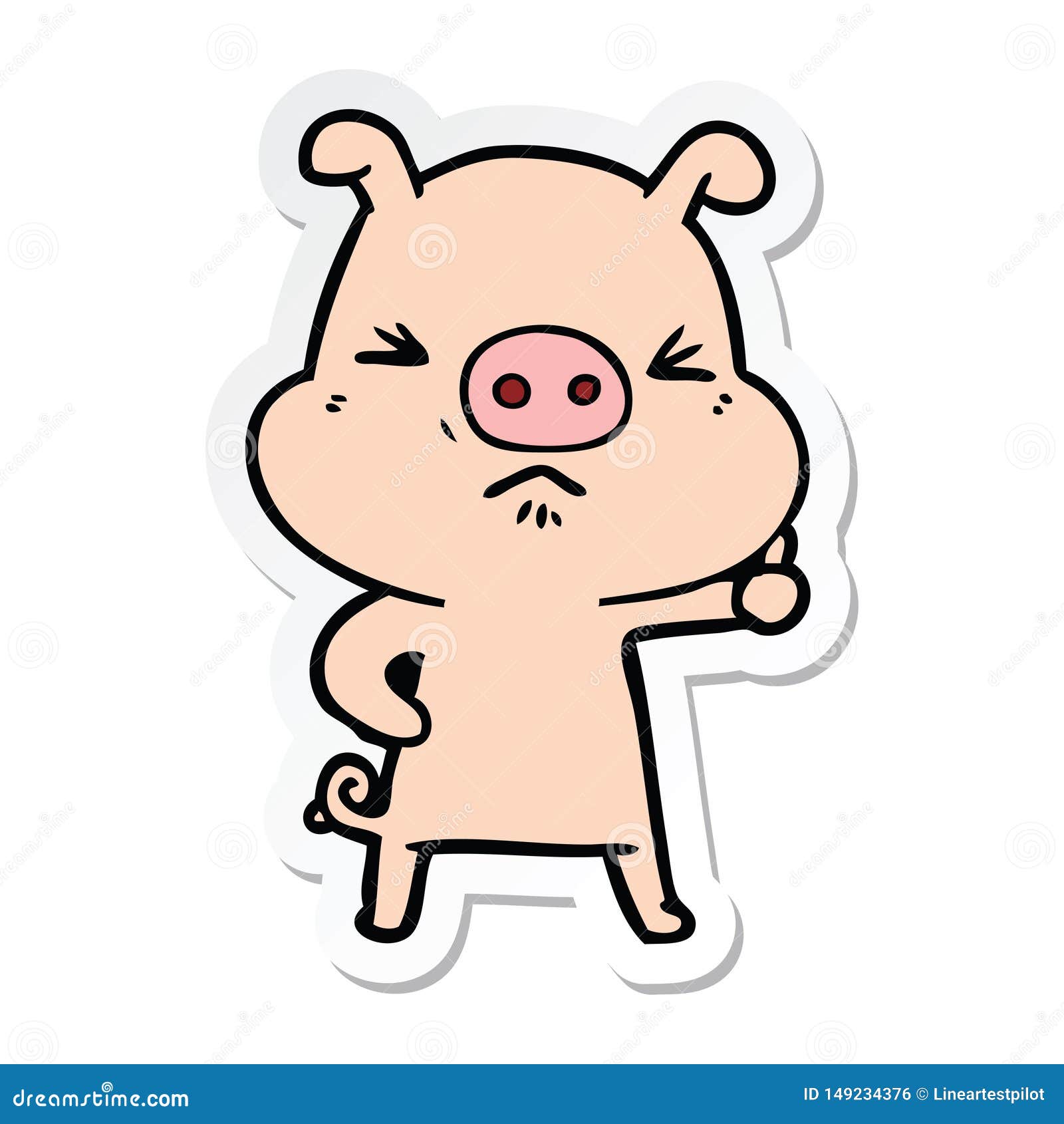 Sticker of a Cartoon Angry Pig Stock Vector - Illustration of artwork ...