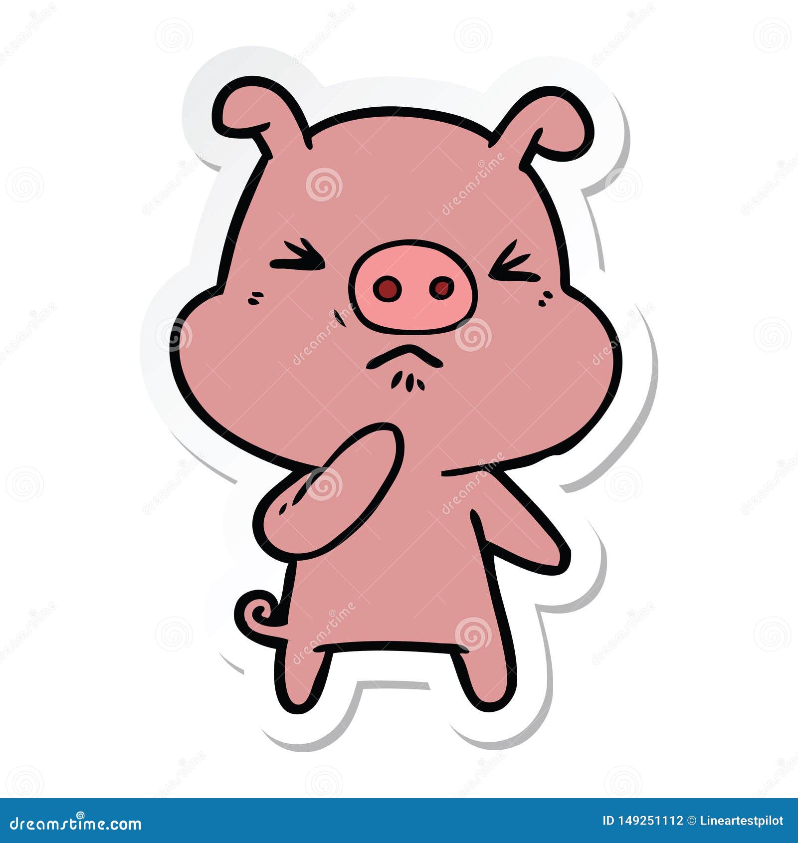 Sticker of a Cartoon Angry Pig Stock Vector - Illustration of retro ...