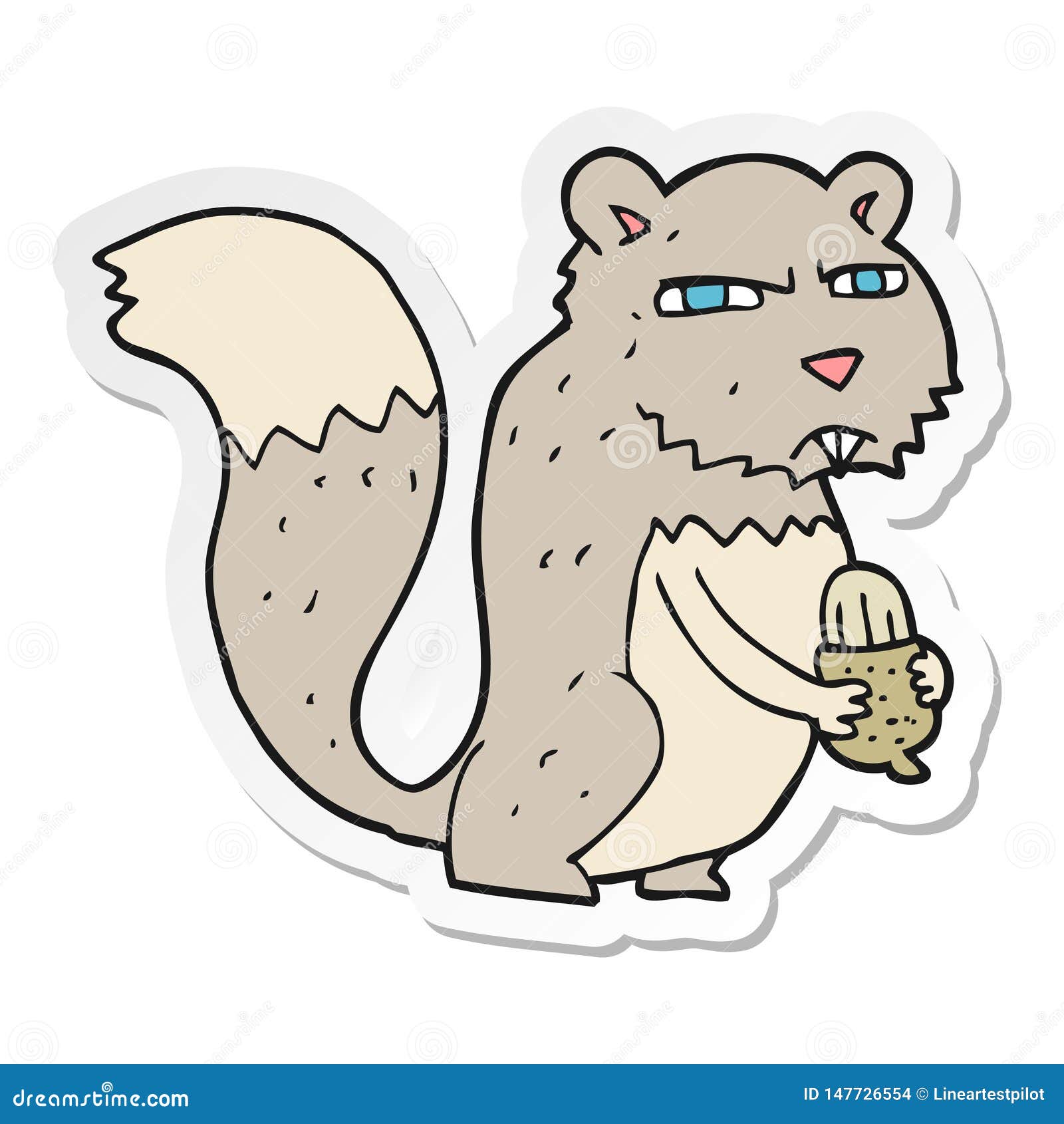 Sticker of a Cartoon Angry Squirrel with Nut Stock Vector ...