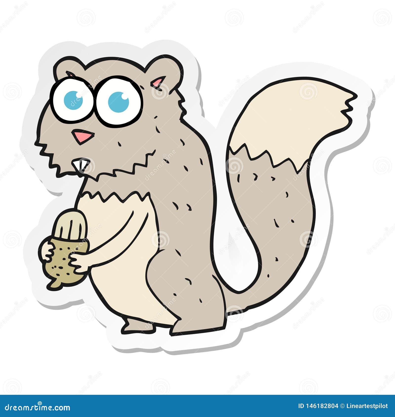 Sticker of a Cartoon Angry Squirrel with Nut Stock Vector ...