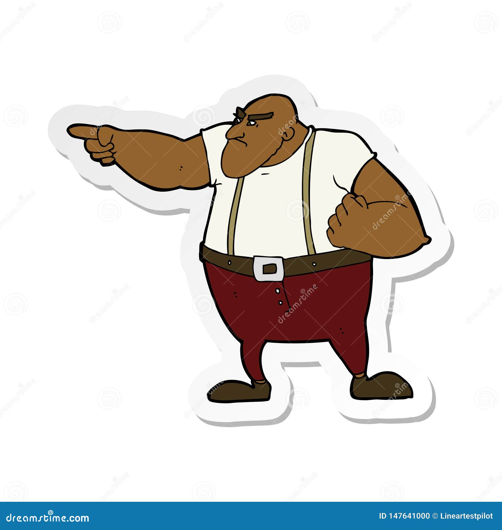 Sticker of a Cartoon Angry Tough Guy Pointing Stock Vector ...