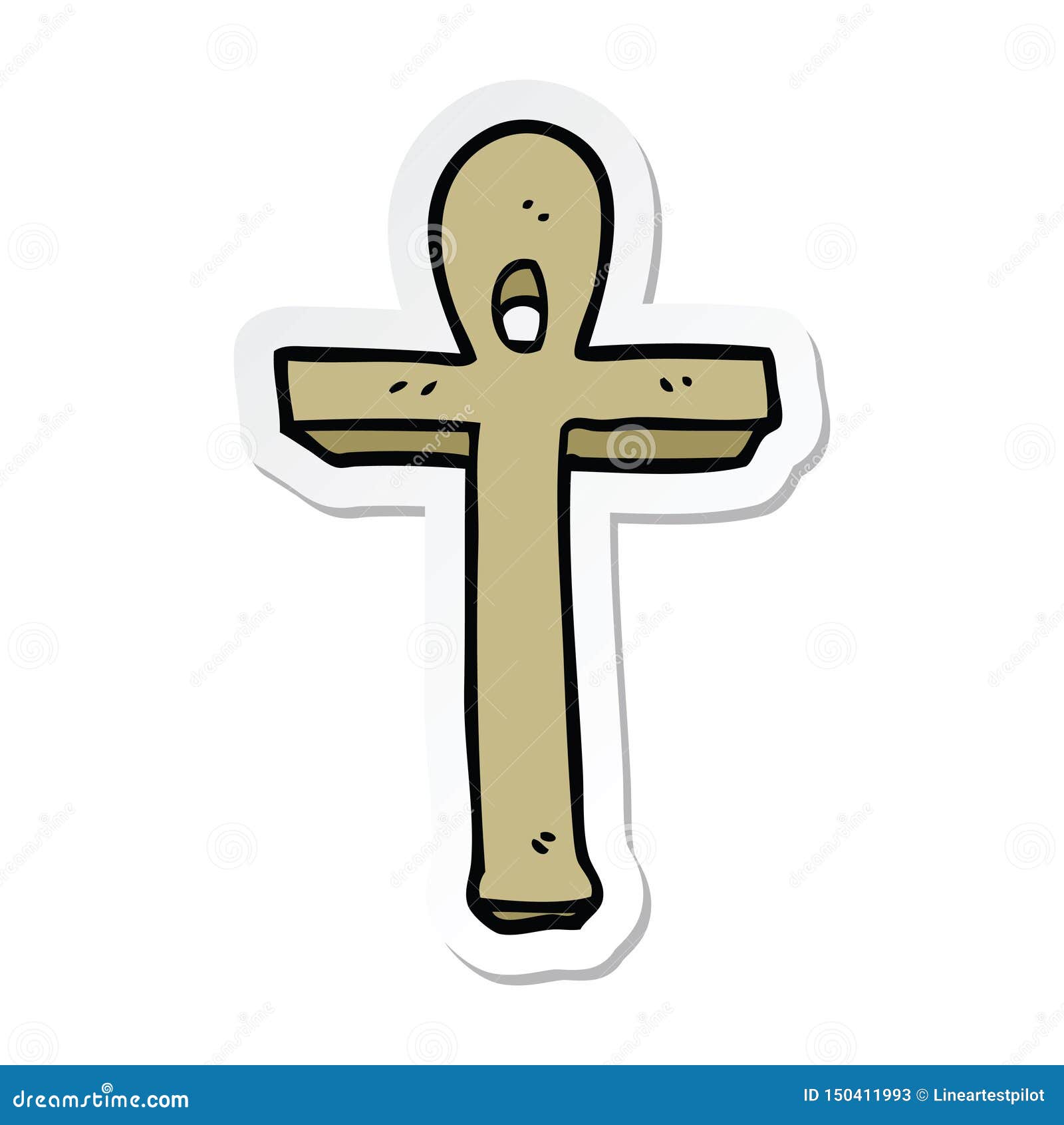 Sticker of a Cartoon Ankh Symbol Stock Vector - Illustration of symbol ...