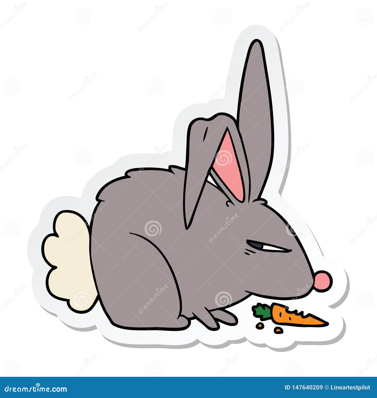 Sticker of a Cartoon Annoyed Rabbit Stock Vector - Illustration of ...