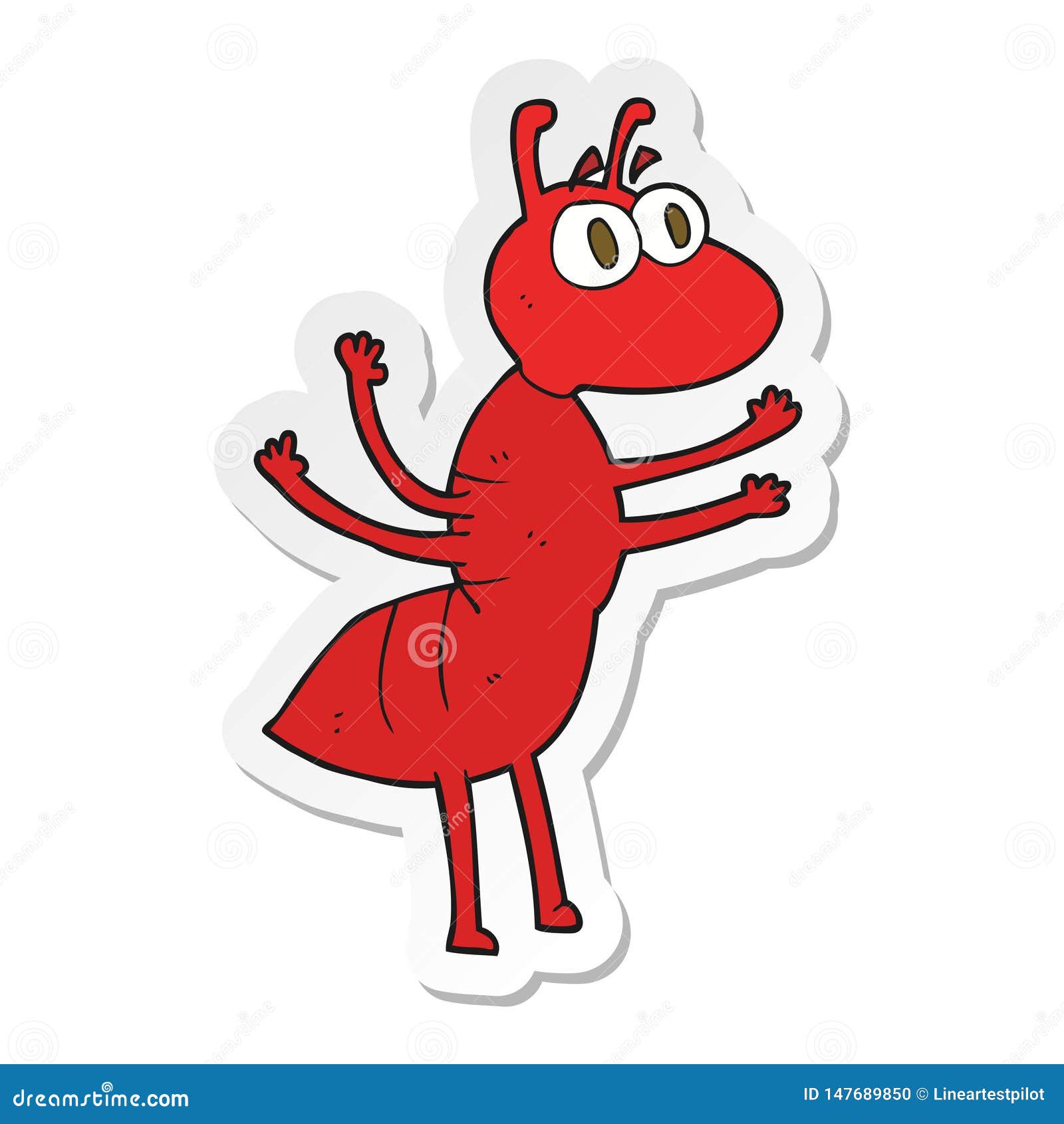Sticker of a cartoon ant stock vector. Illustration of insect - 147689850