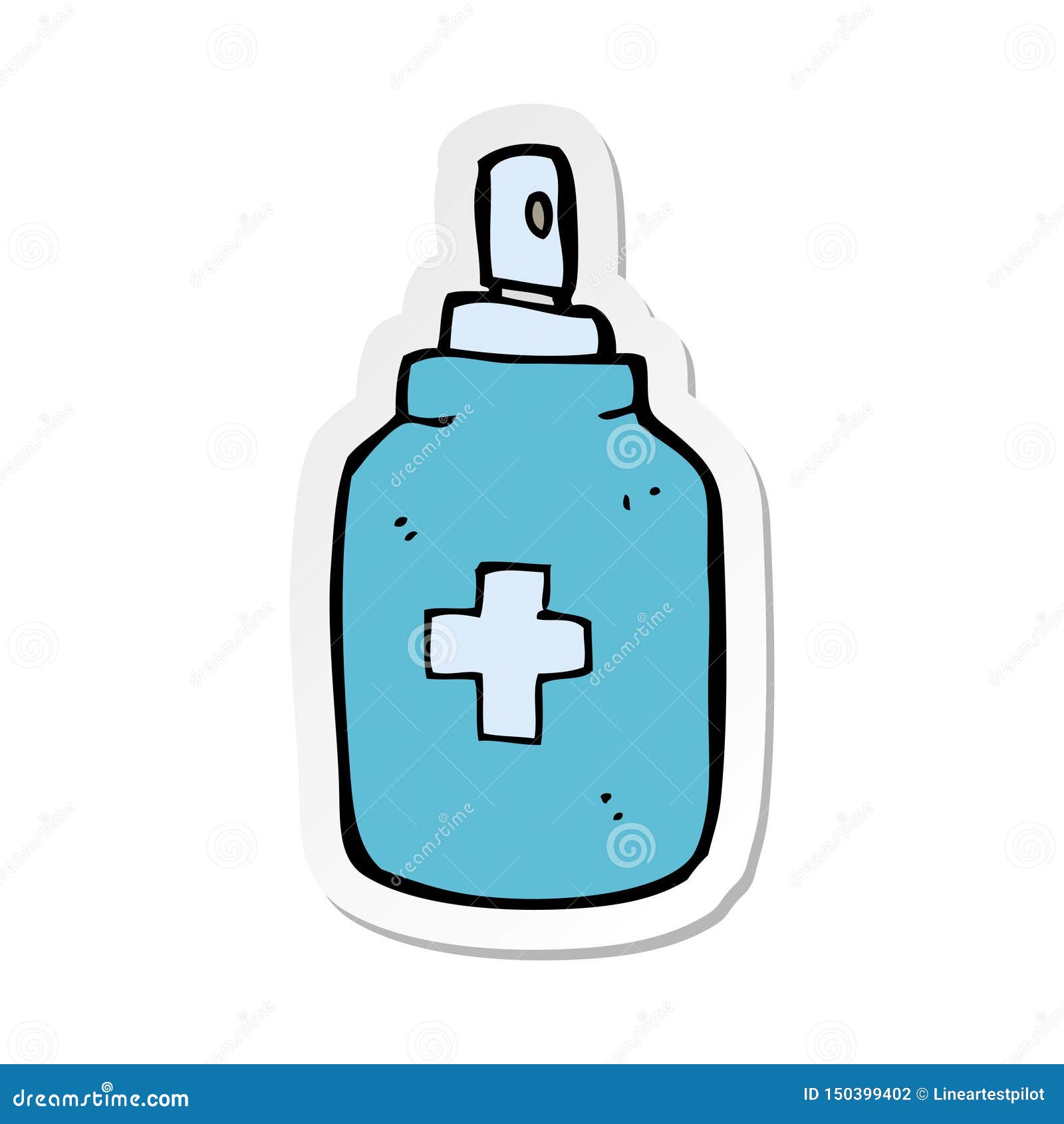 Sticker of a Cartoon Antiseptic Spray Stock Vector - Illustration of ...