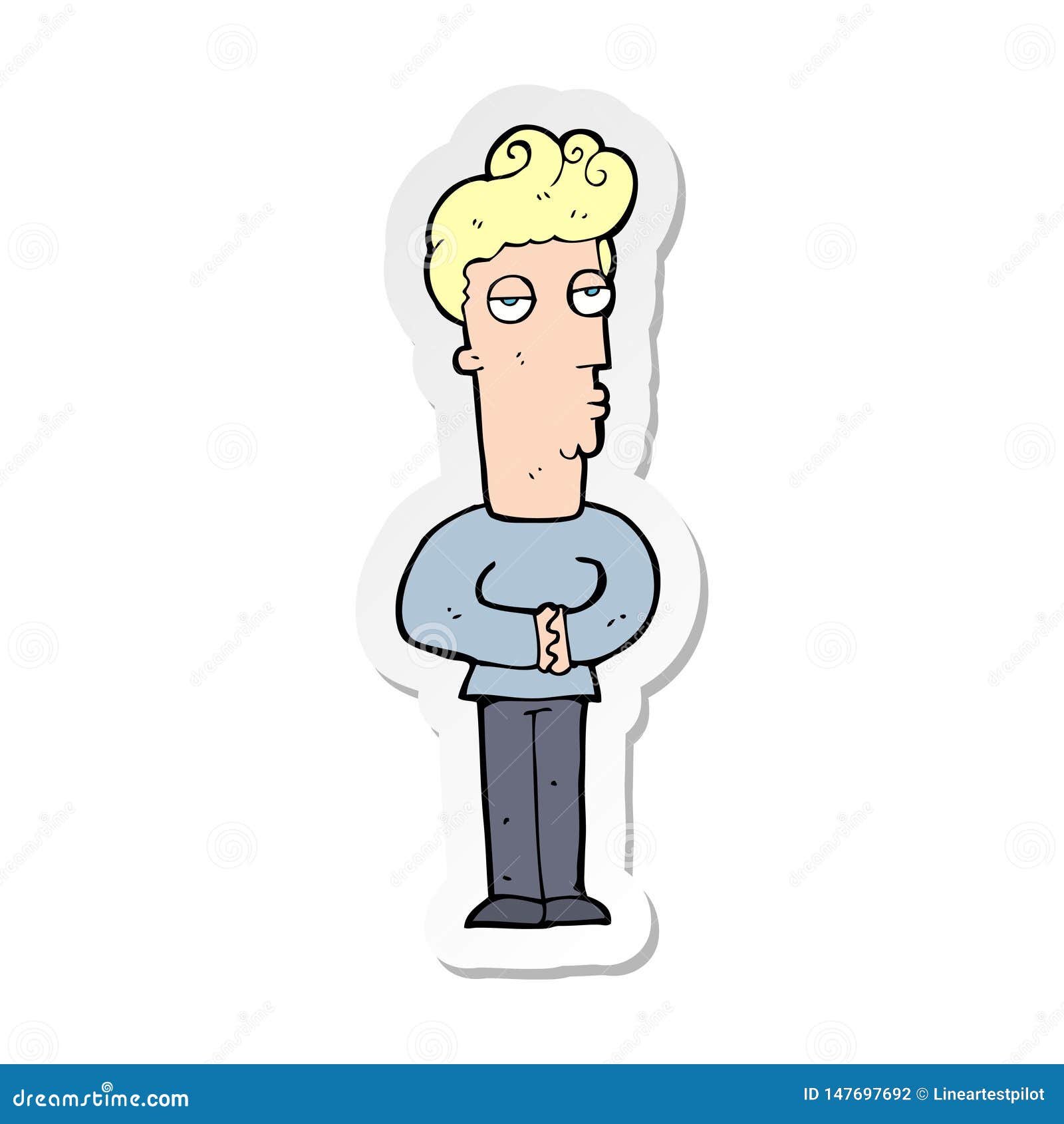 Sticker of a Cartoon Arrogant Man Stock Vector - Illustration of line ...