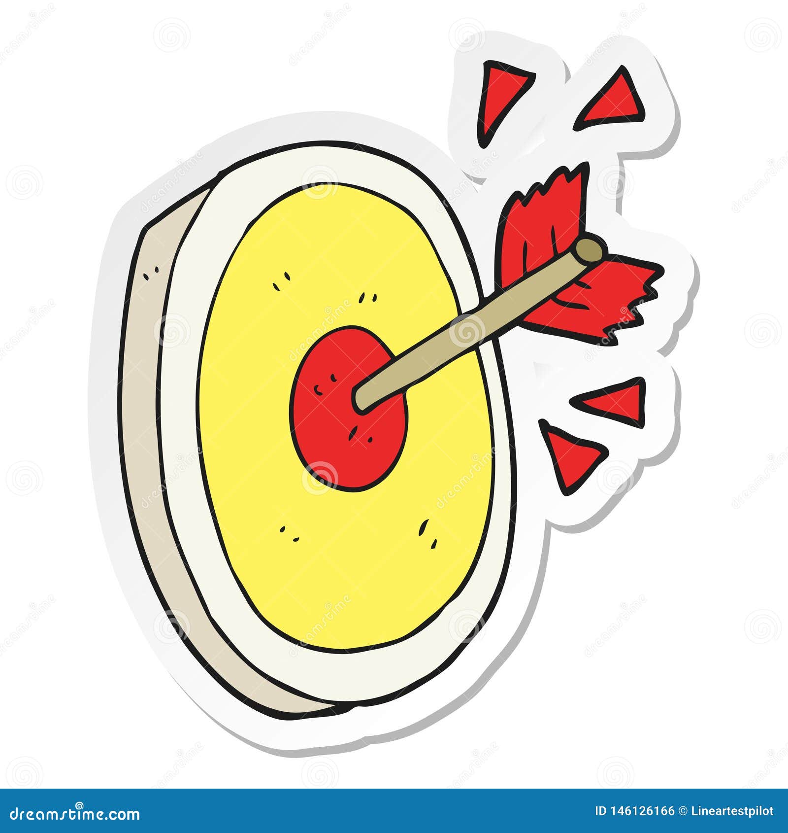 Sticker of a Cartoon Arrow Hitting Target Stock Vector - Illustration ...