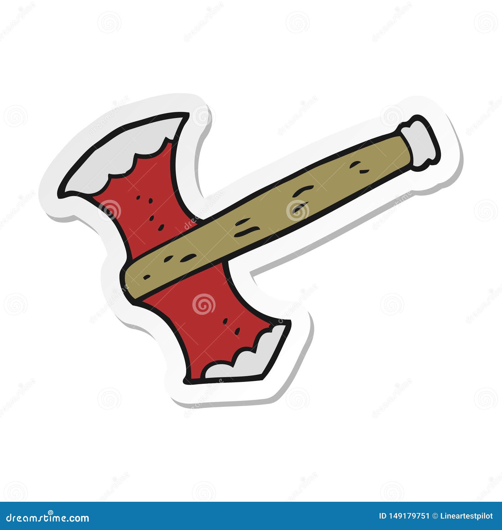 Sticker of a cartoon axe stock vector. Illustration of doodle - 149179751