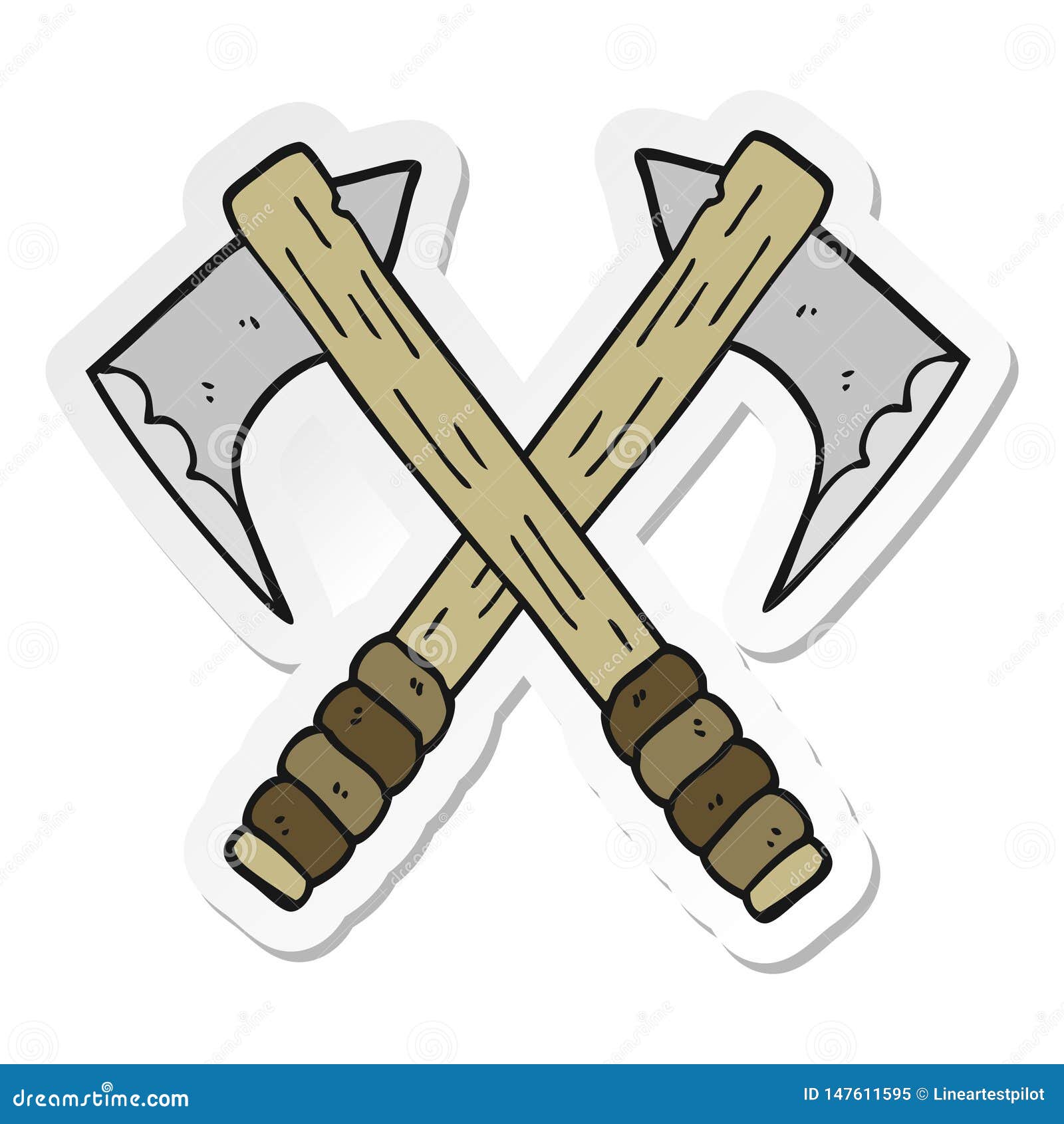 Sticker of a cartoon axes stock vector. Illustration of hand - 147611595