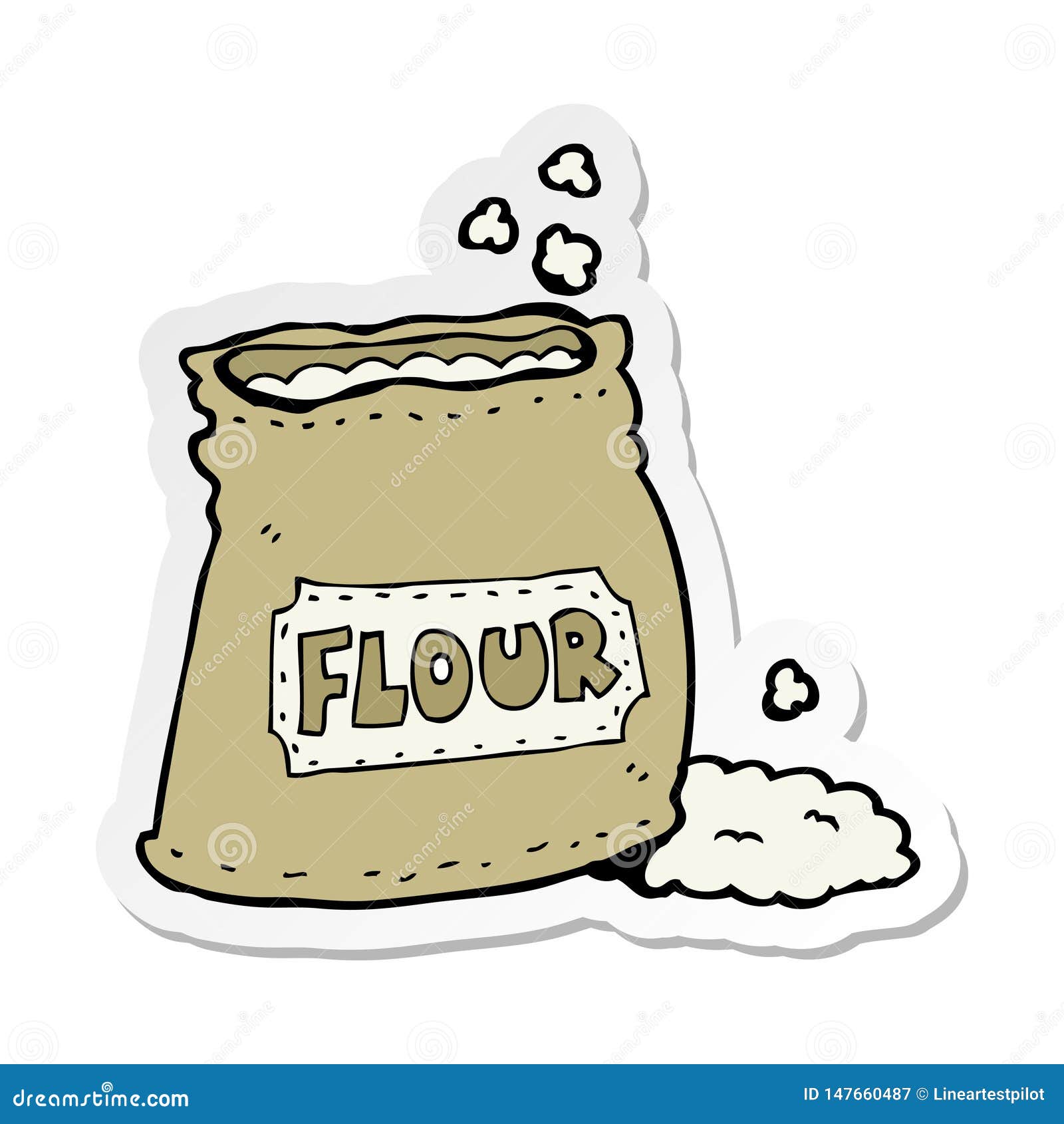 Sticker of a Cartoon Bag of Flour Stock Vector - Illustration of icon ...