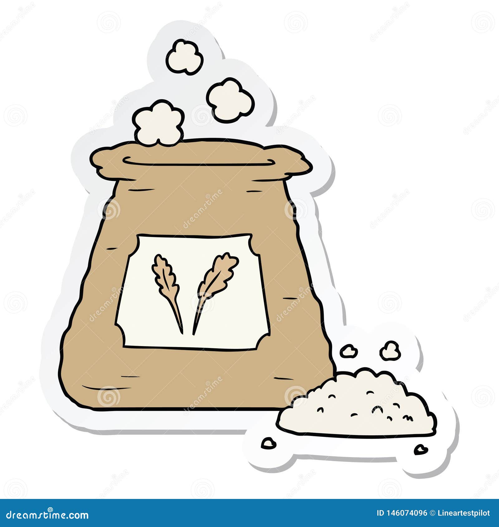 Sticker of a Cartoon Bag of Flour Stock Vector - Illustration of quirky ...