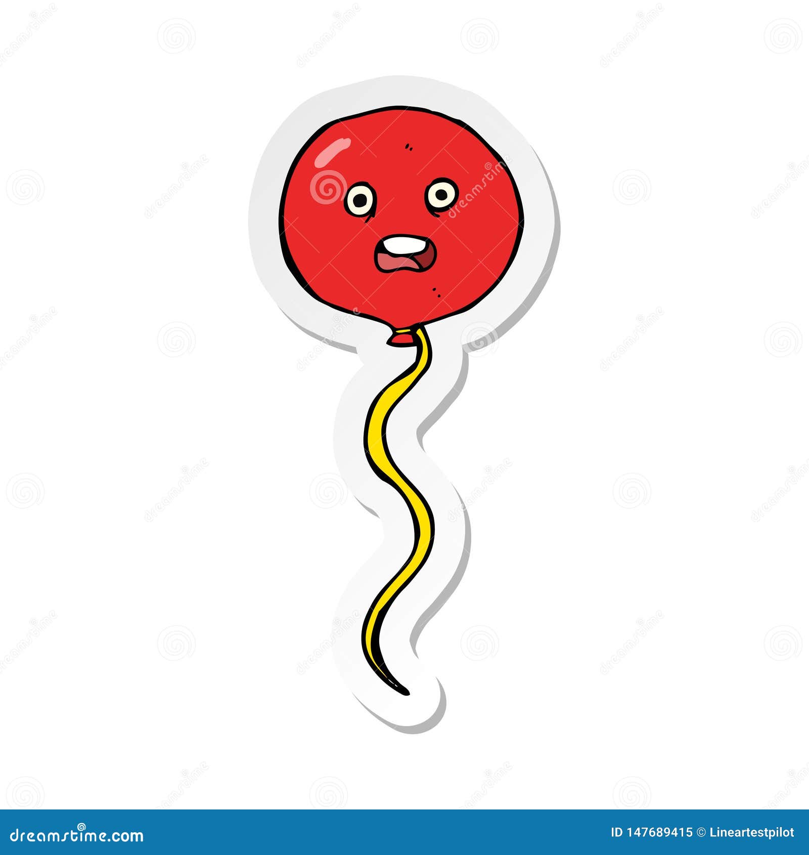 Sticker of a Cartoon Balloon with Face Stock Vector - Illustration of ...