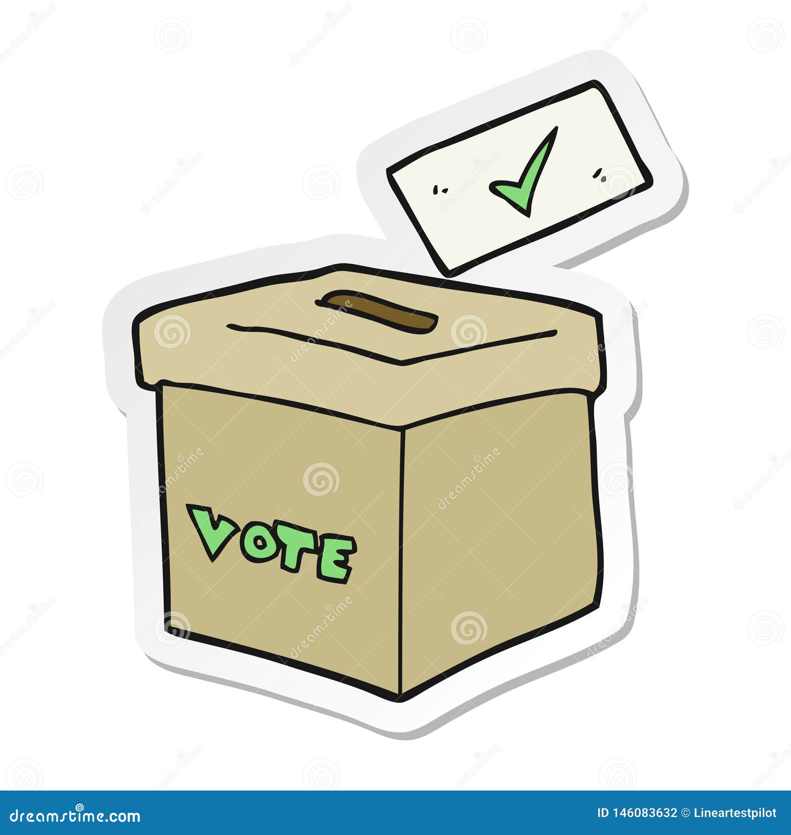 Sticker of a Cartoon Ballot Box Stock Vector - Illustration of artwork ...