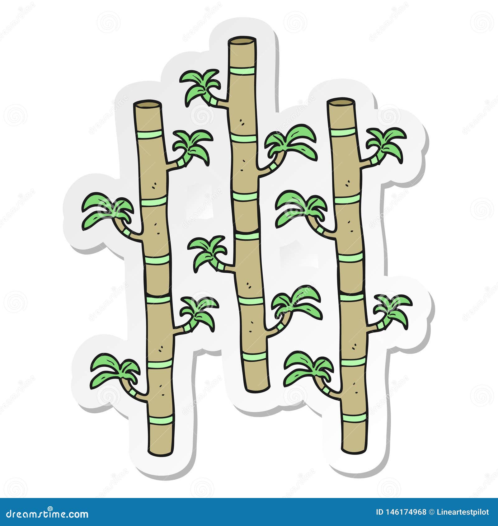 Sticker of a Cartoon Bamboo Stock Vector - Illustration of freehand ...