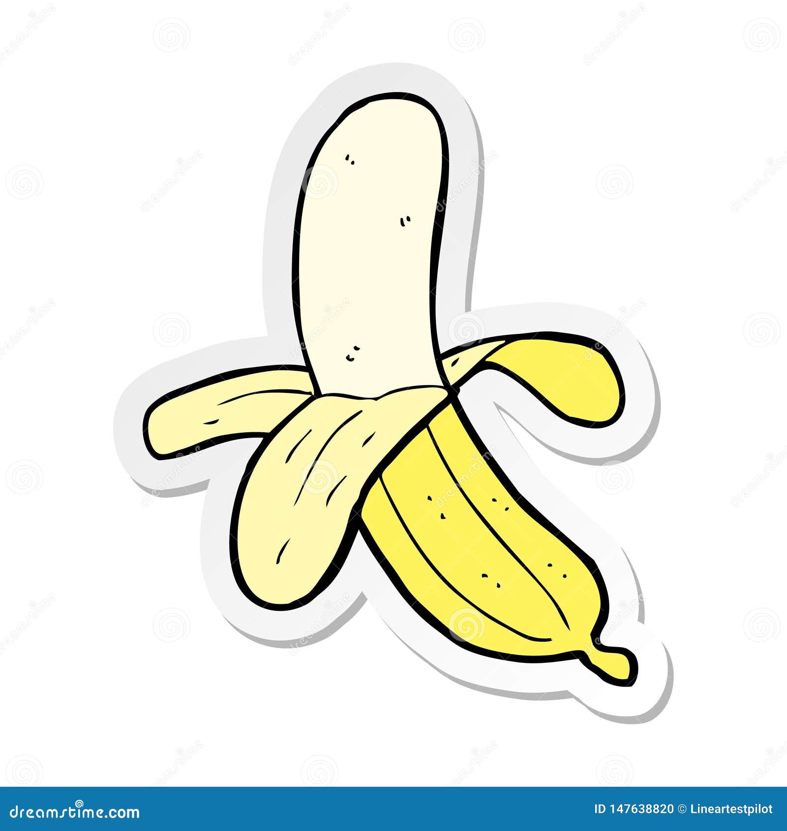 Sticker of a Cartoon Banana Stock Vector - Illustration of funny, line ...