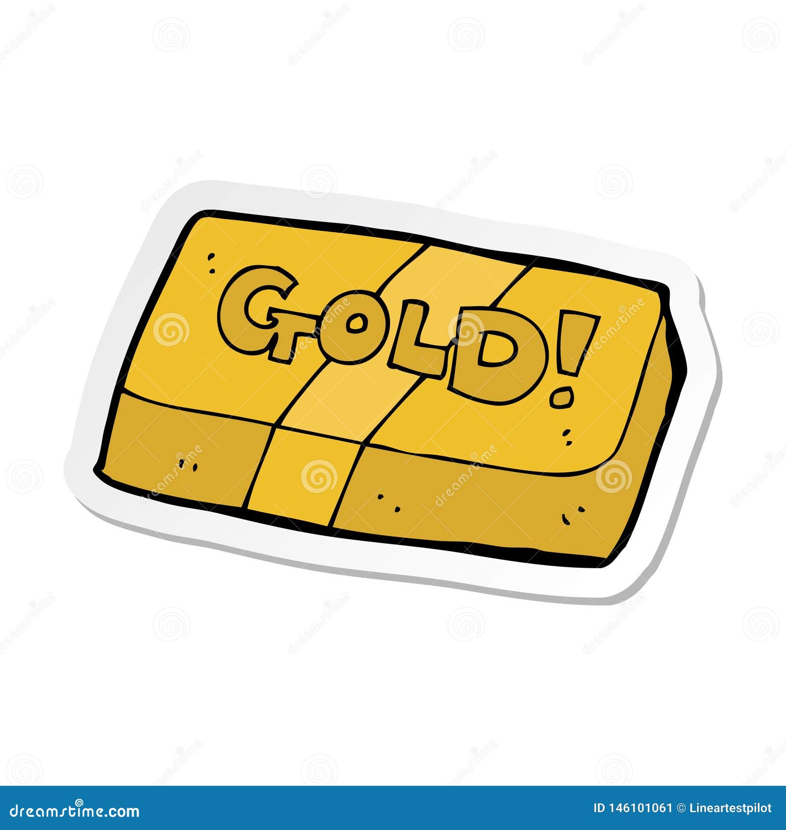 Sticker of a Cartoon Bar of Gold Stock Vector - Illustration of drawing ...