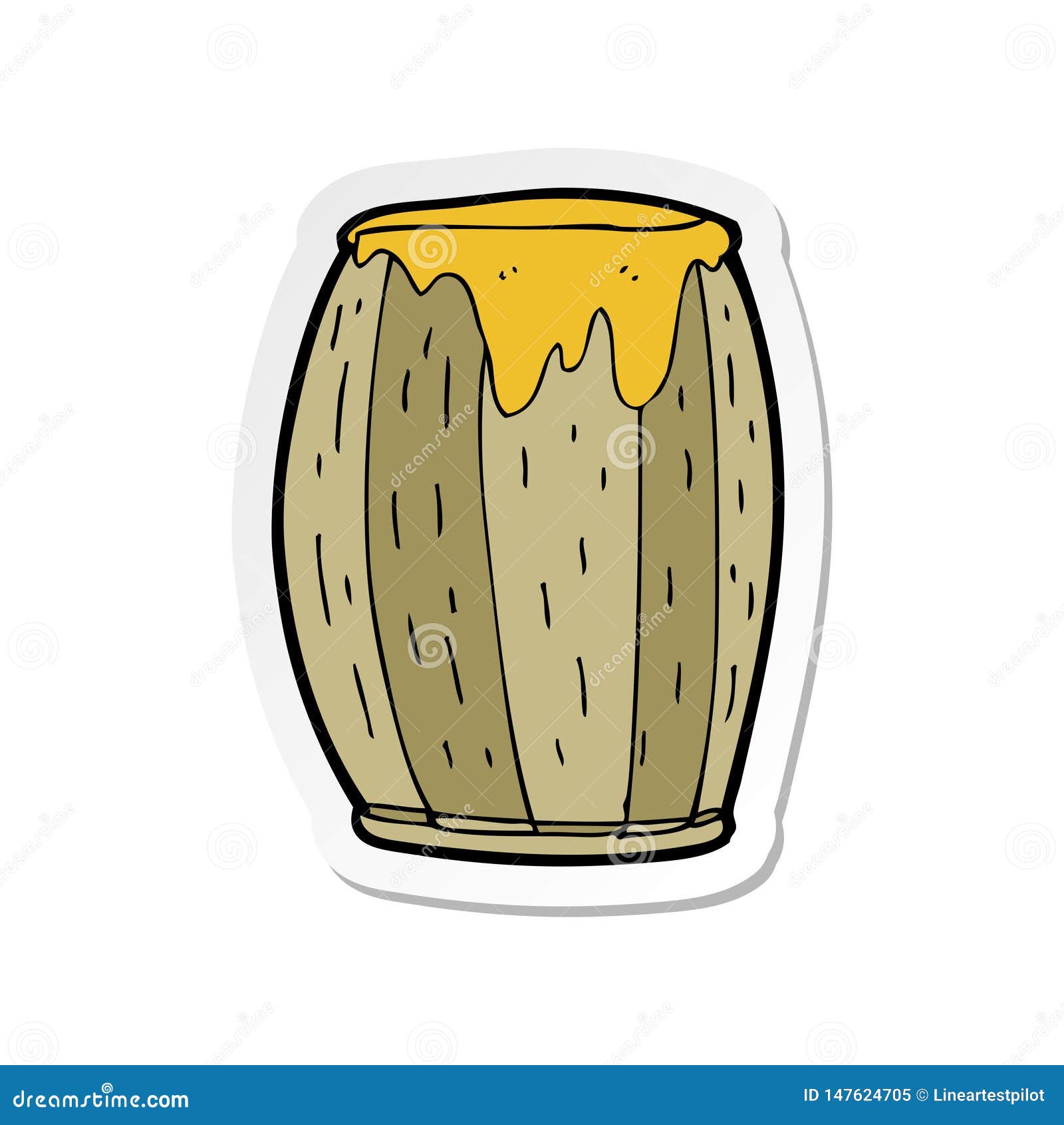 Sticker of a Cartoon Barrel Stock Vector - Illustration of food ...